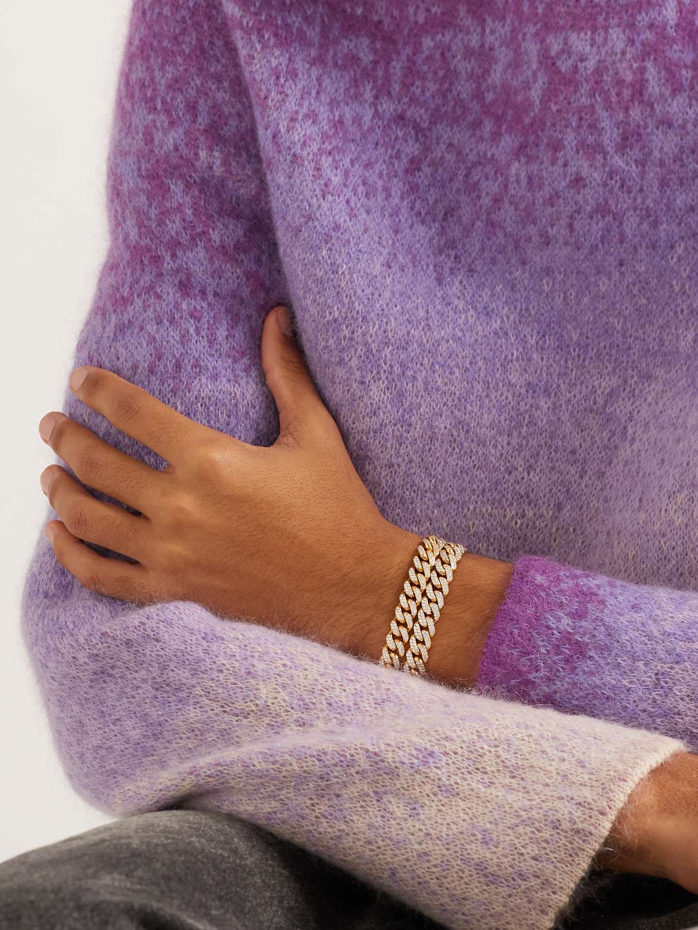 GREG YUNA Set of Two 14-Karat Gold Diamond Convertible Bracelets for ...