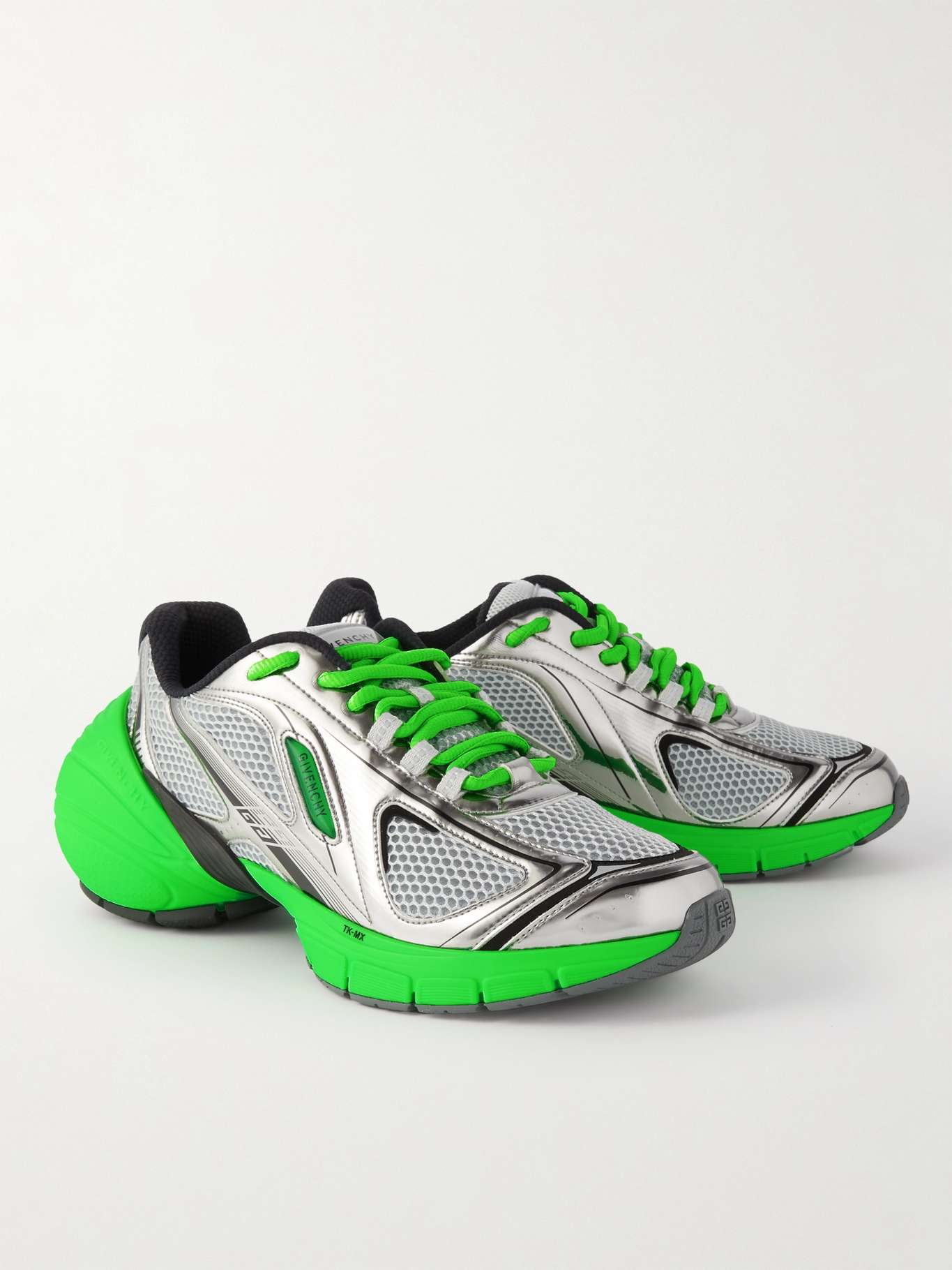 GIVENCHY TK-MX Runner Faux Metallic Leather-Trimmed Mesh Sneakers for ...