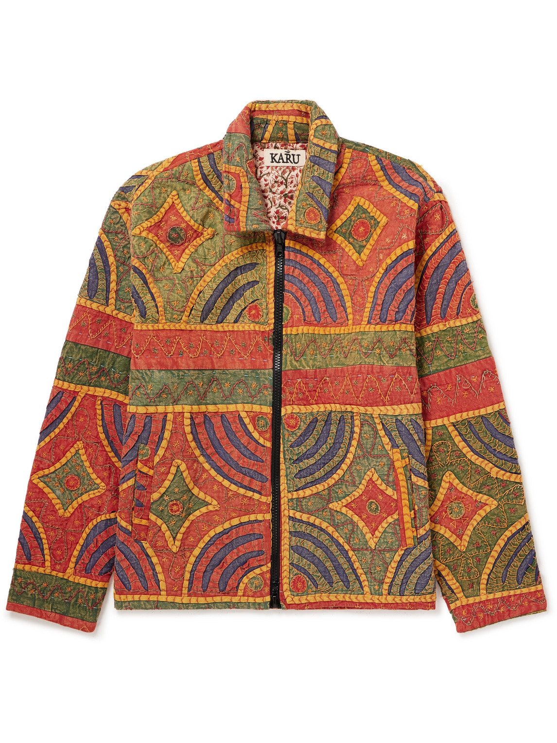 Karu Research Multicolor Patchwork Jacket In Orange | ModeSens