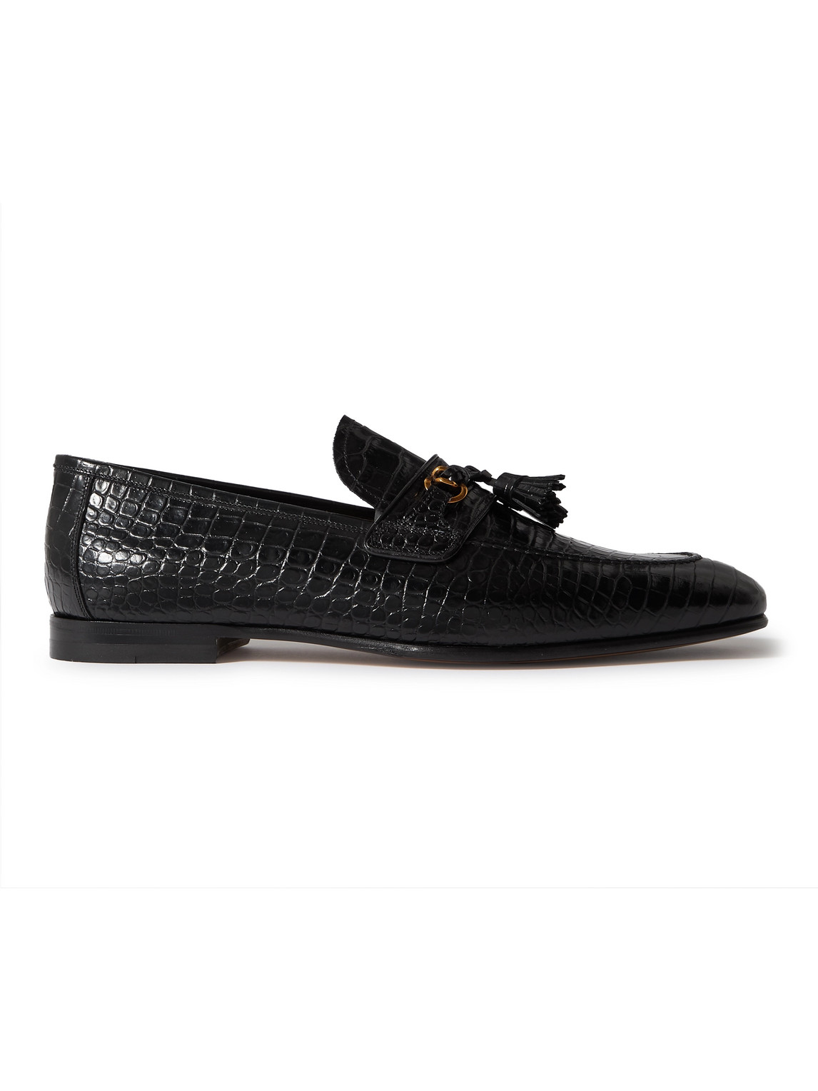 Tom Ford Sean Croc-effect Leather Tasselled Loafers In Black | ModeSens