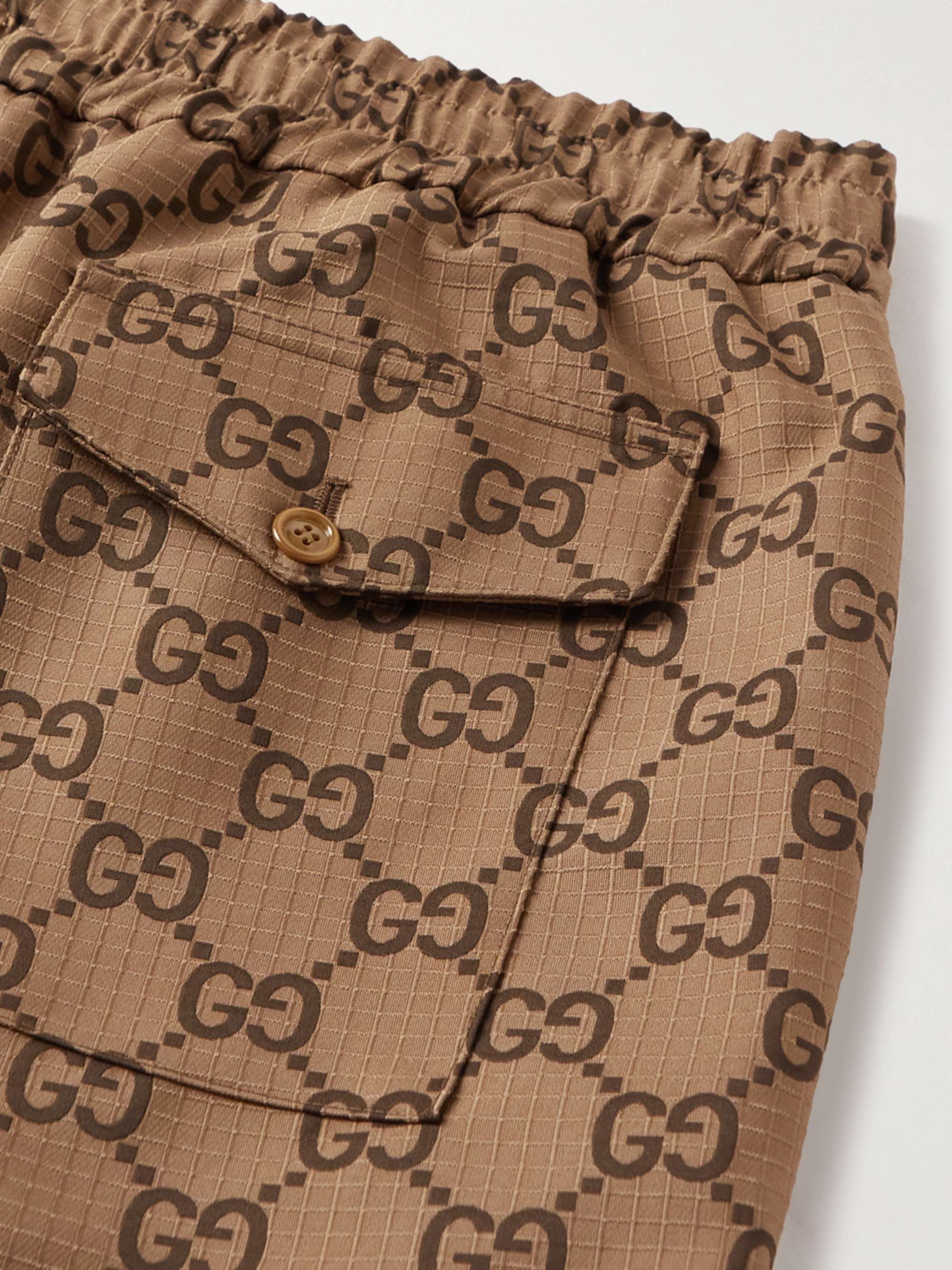 GUCCI Straight-Leg Monogrammed Textured-Crepe Trousers for Men | MR PORTER