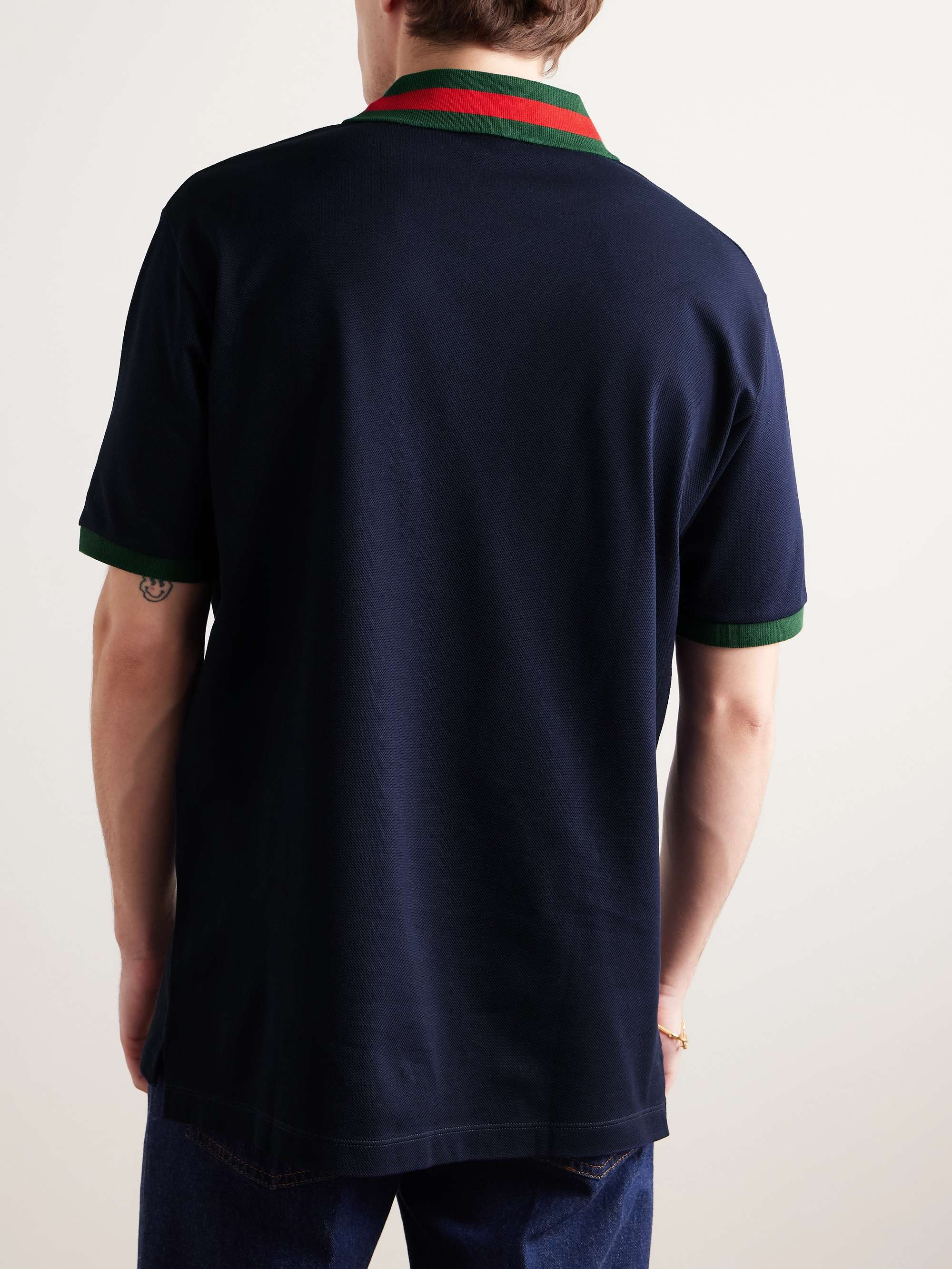 Gucci Logo Embroidered Stretch Cotton Piqué Polo Shirt For Men Mr Porter