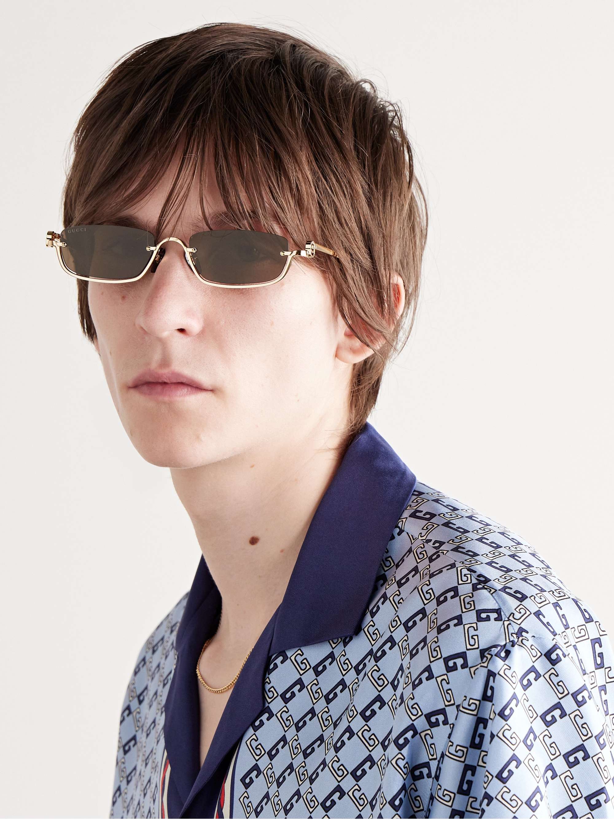 Gucci Eyewear Square Frame Gold Tone Sunglasses Mr Porter