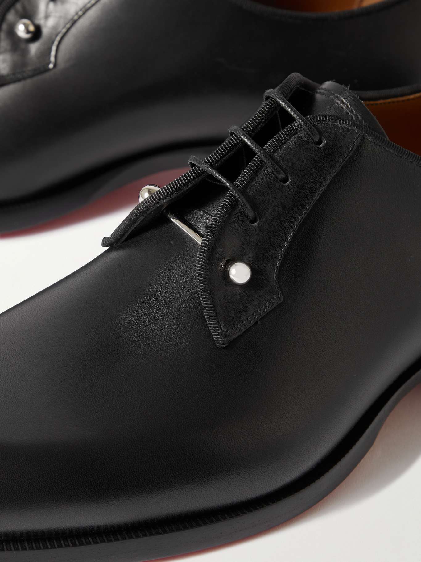 CHRISTIAN LOUBOUTIN Chambeliss Grosgrain-Trimmed Embellished Leather ...