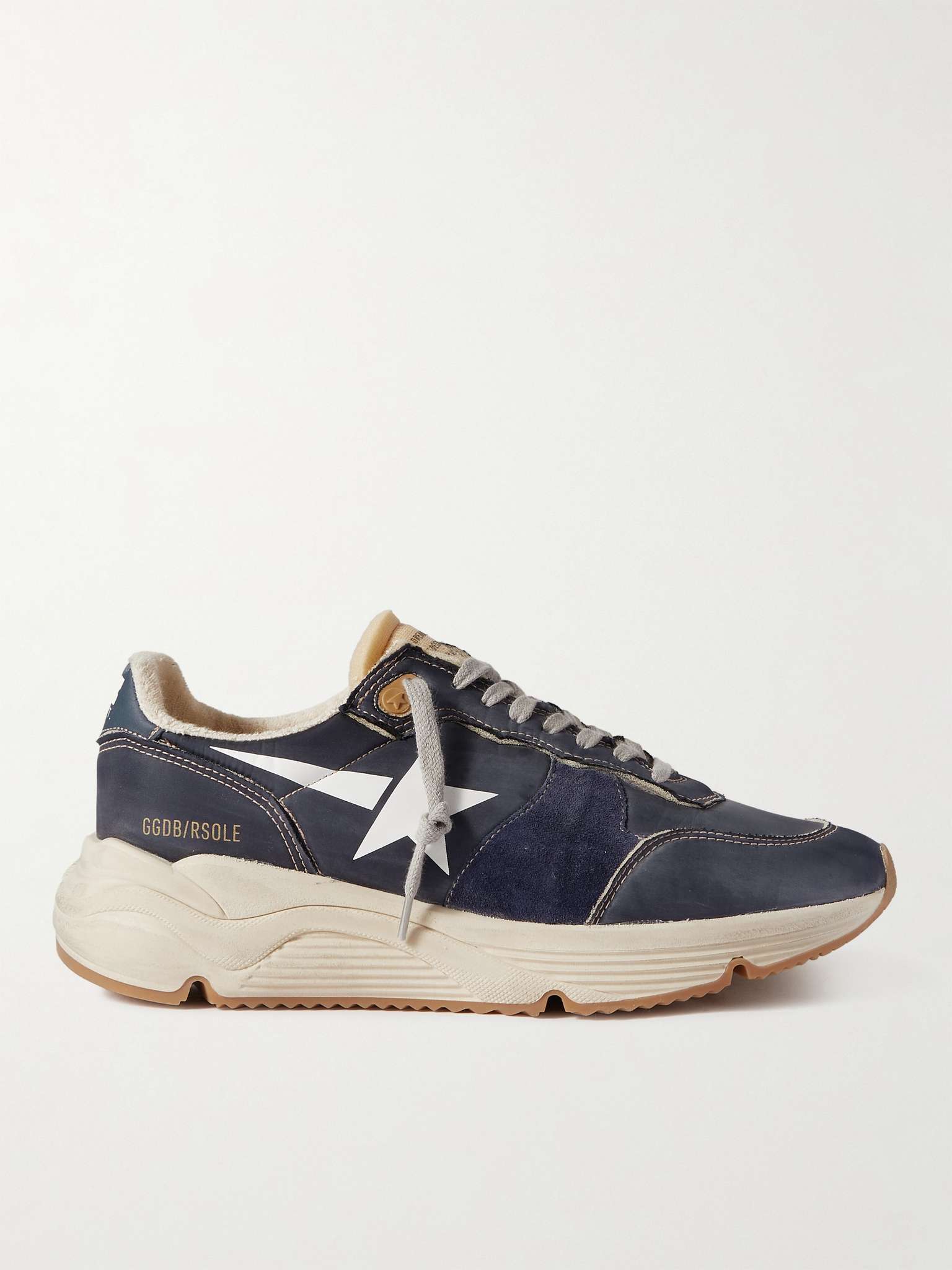 GOLDEN GOOSE Running Sole Distressed Suede-Trimmed Nylon Sneakers for ...
