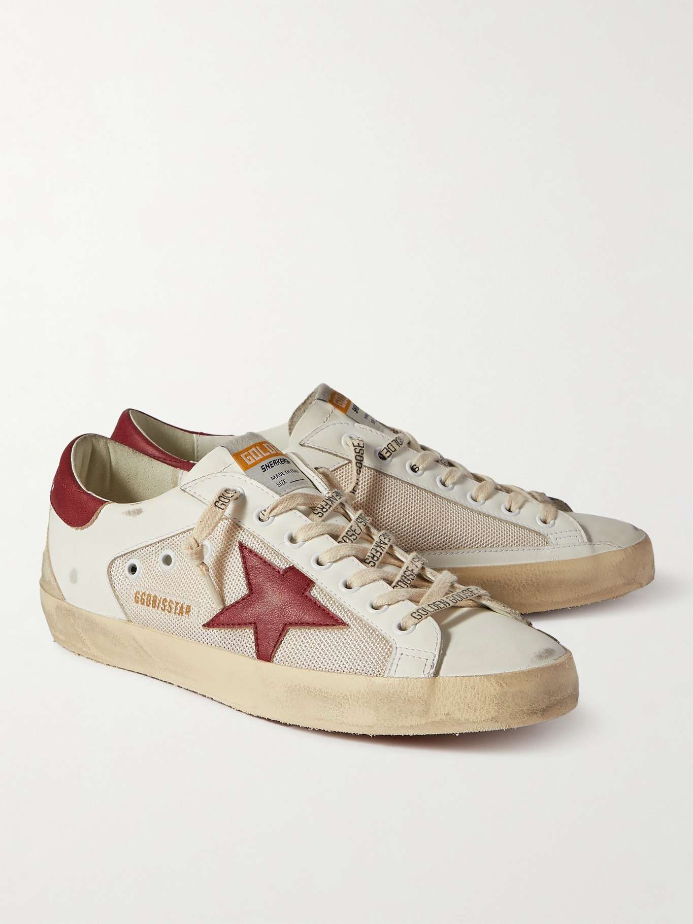 GOLDEN GOOSE Superstar Distressed Leather and Suede Sneakers for Men ...