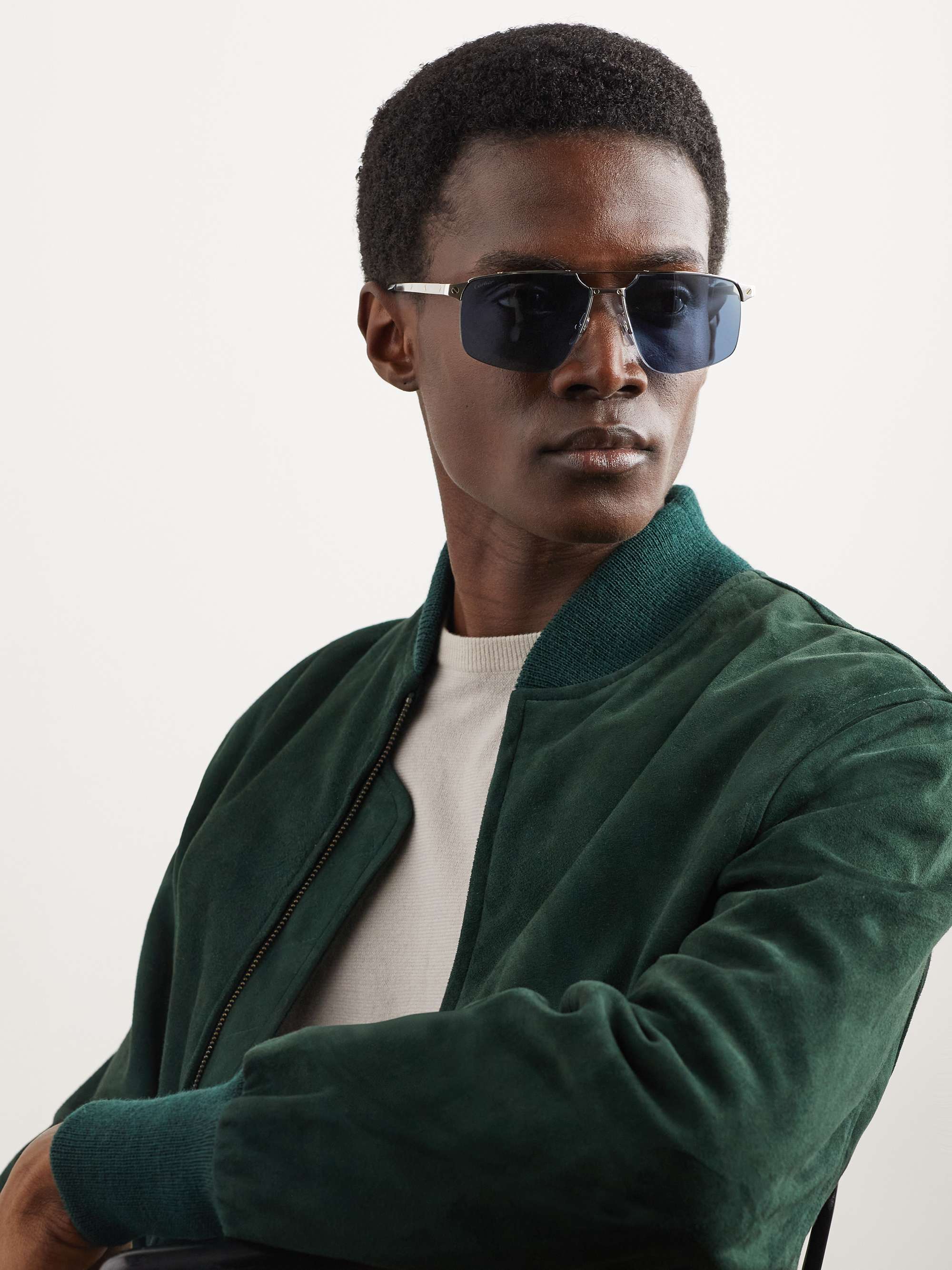 Cartier Eyewear Aviator Style Silver Tone Sunglasses Mr Porter