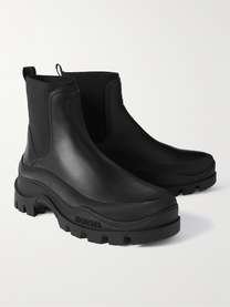 MONCLER Larue Rubber-Trimmed Leather Chelsea Boots for Men | MR PORTER