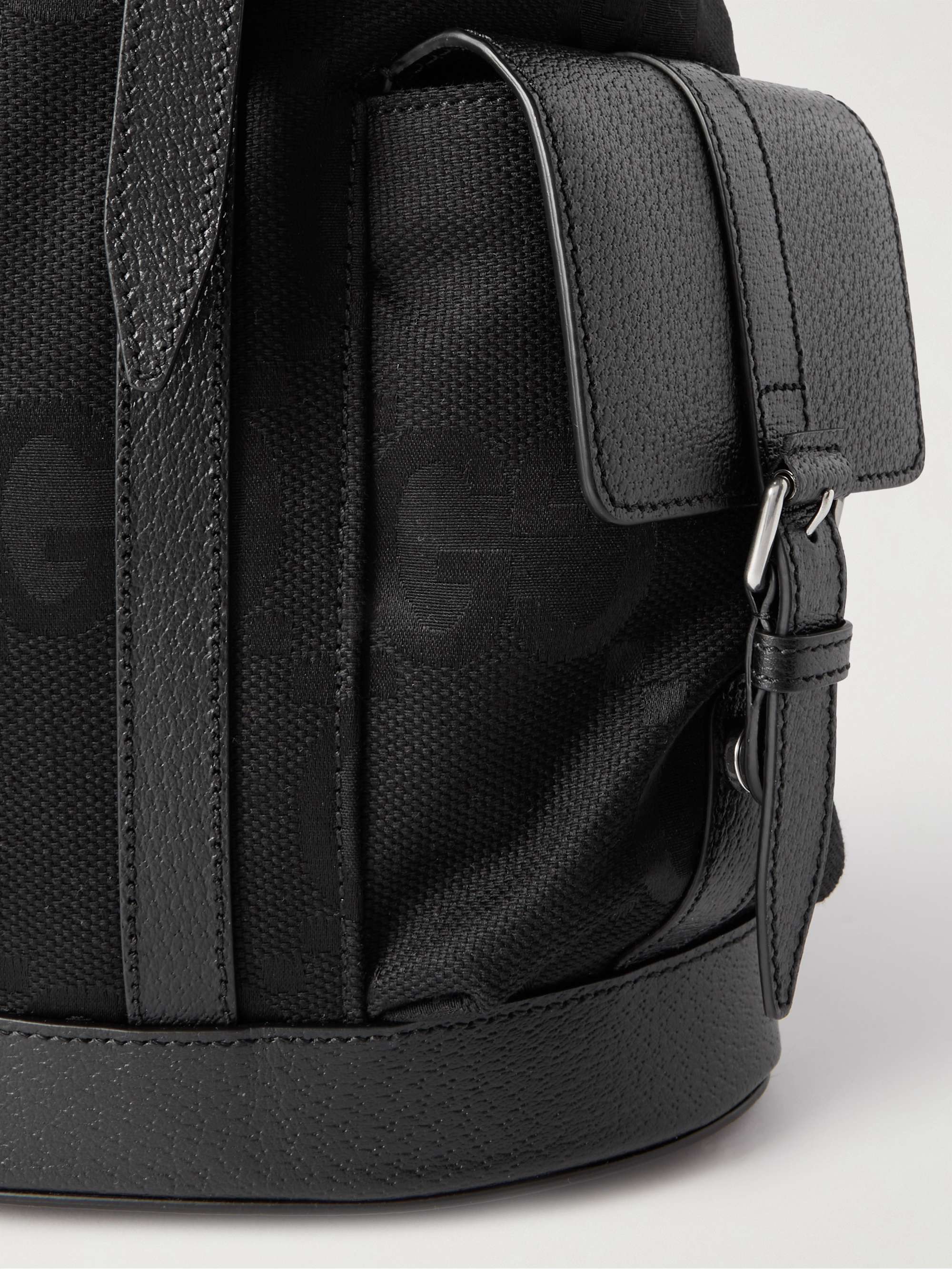 GUCCI Full-Grain Leather and Monogrammed Canvas Backpack for Men | MR ...