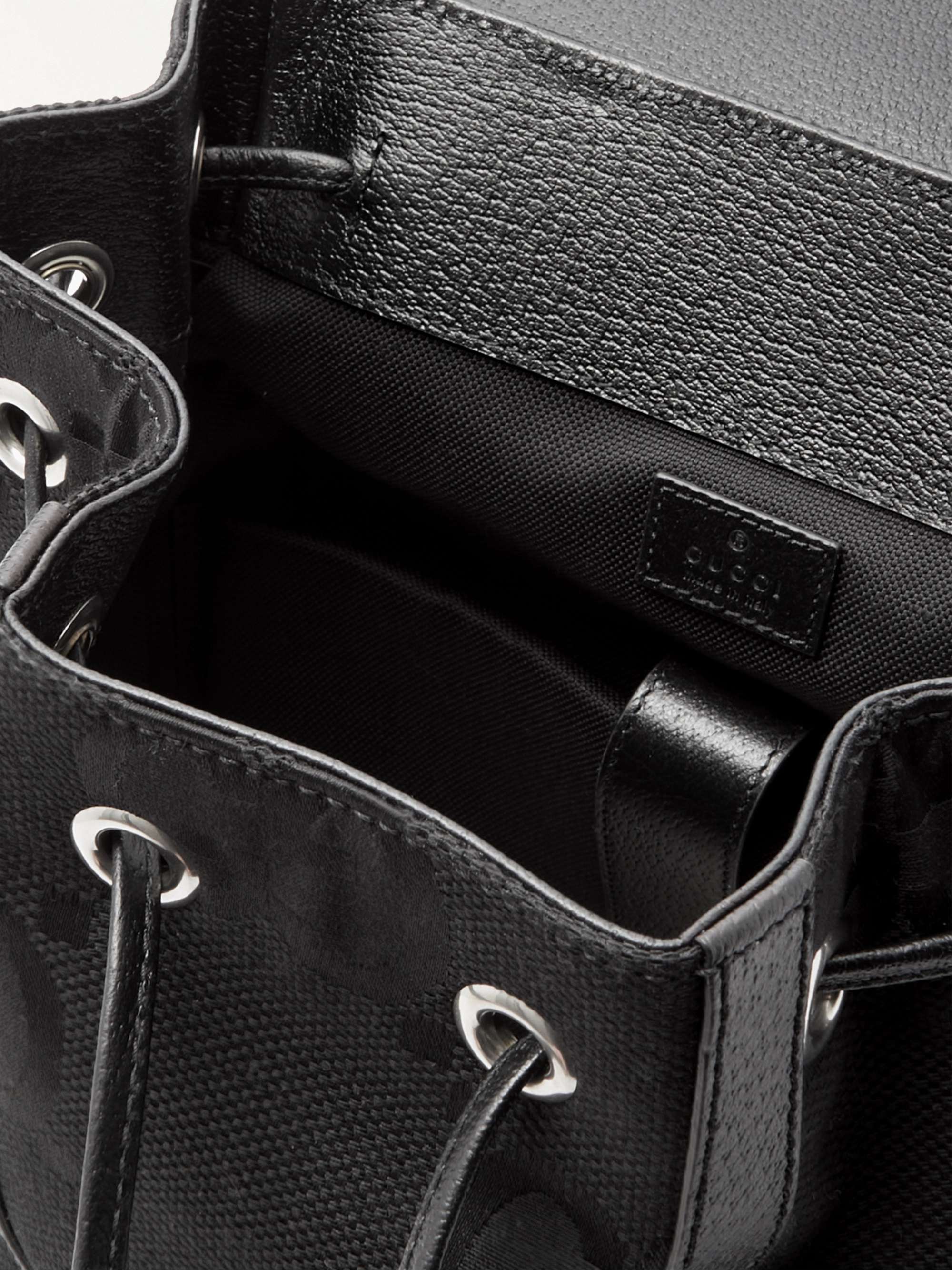 GUCCI Full-Grain Leather and Monogrammed Canvas Backpack for Men | MR ...