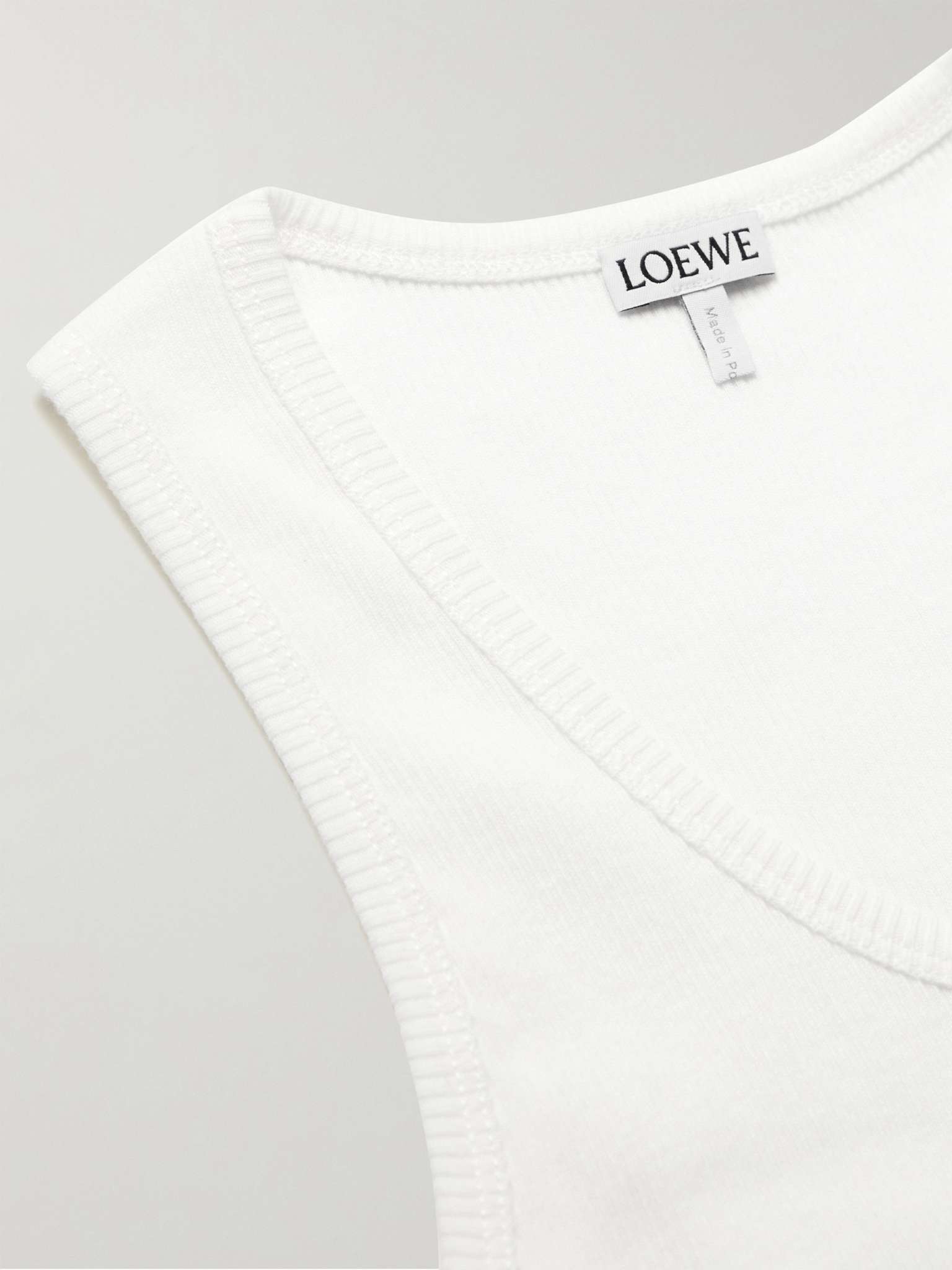 LOEWE Logo-Embroidered Ribbed Stretch-Cotton Tank Top for Men | MR PORTER