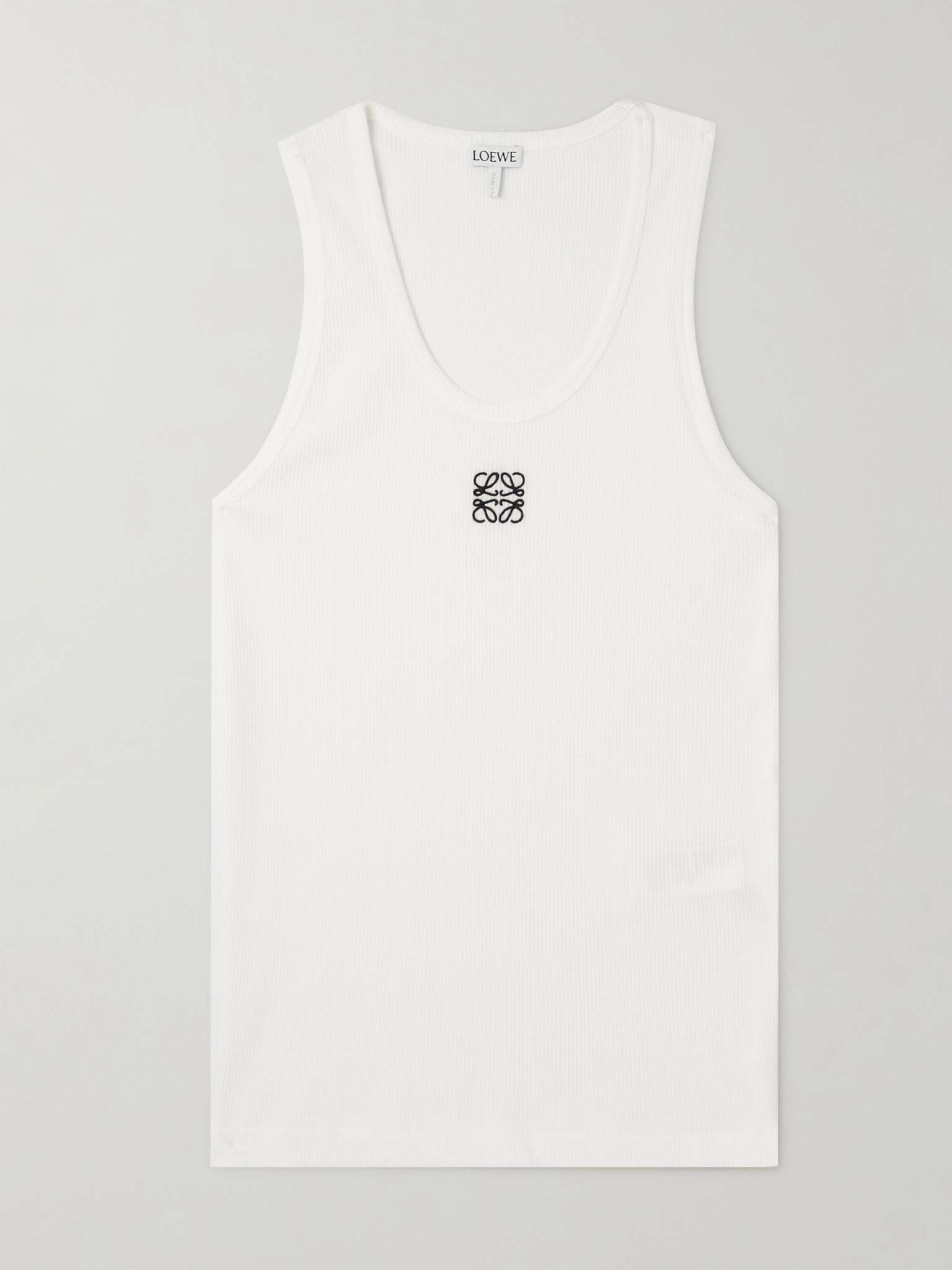 LOEWE Logo-Embroidered Ribbed Stretch-Cotton Tank Top for Men | MR PORTER