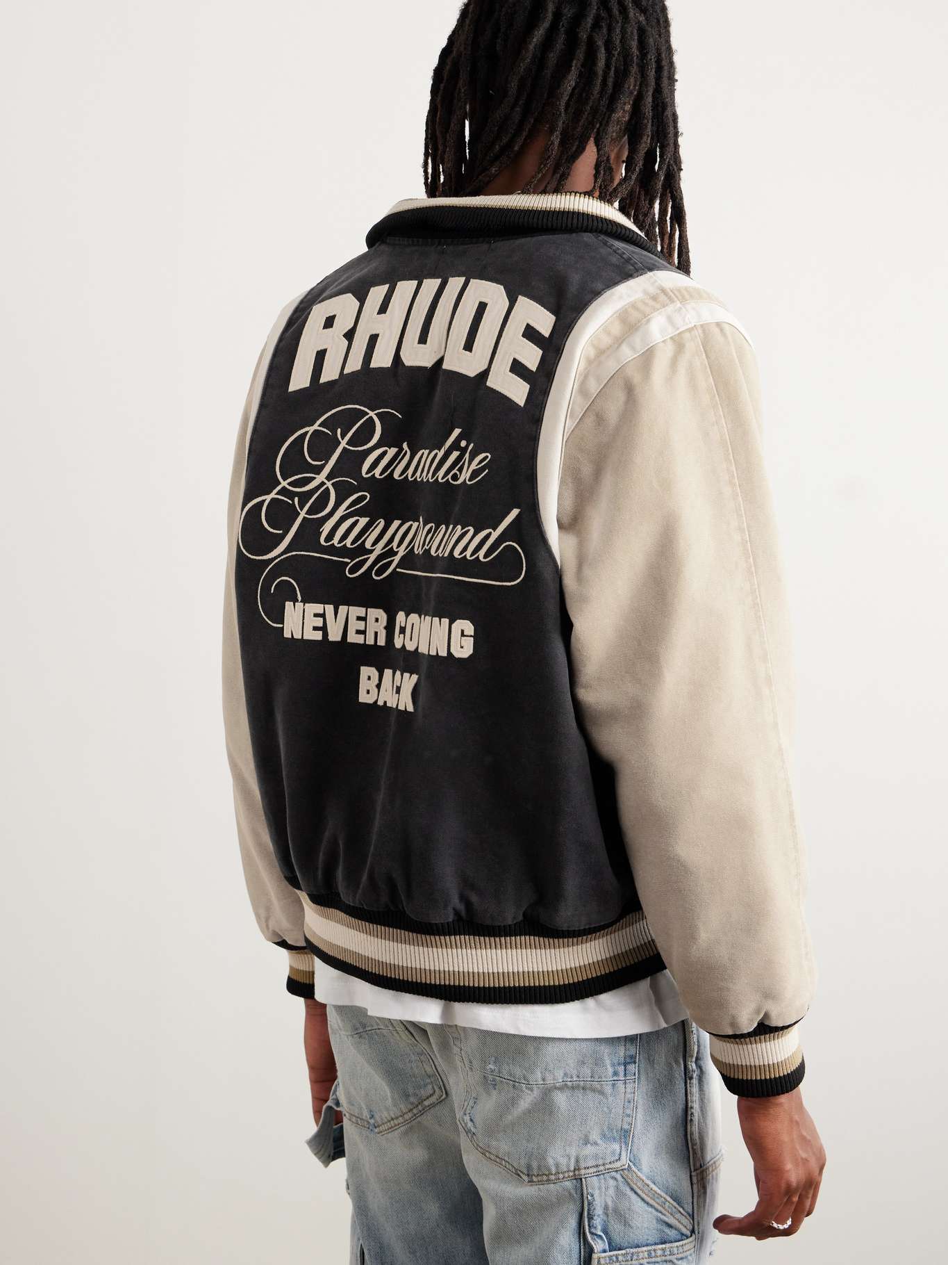 RHUDE Embroidered Canvas Varsity Jacket for Men | MR PORTER
