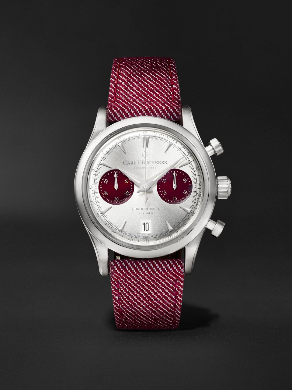 CARL F. BUCHERER Manero Flyback 40mm Chronograph Steel and Canvas Watch ...