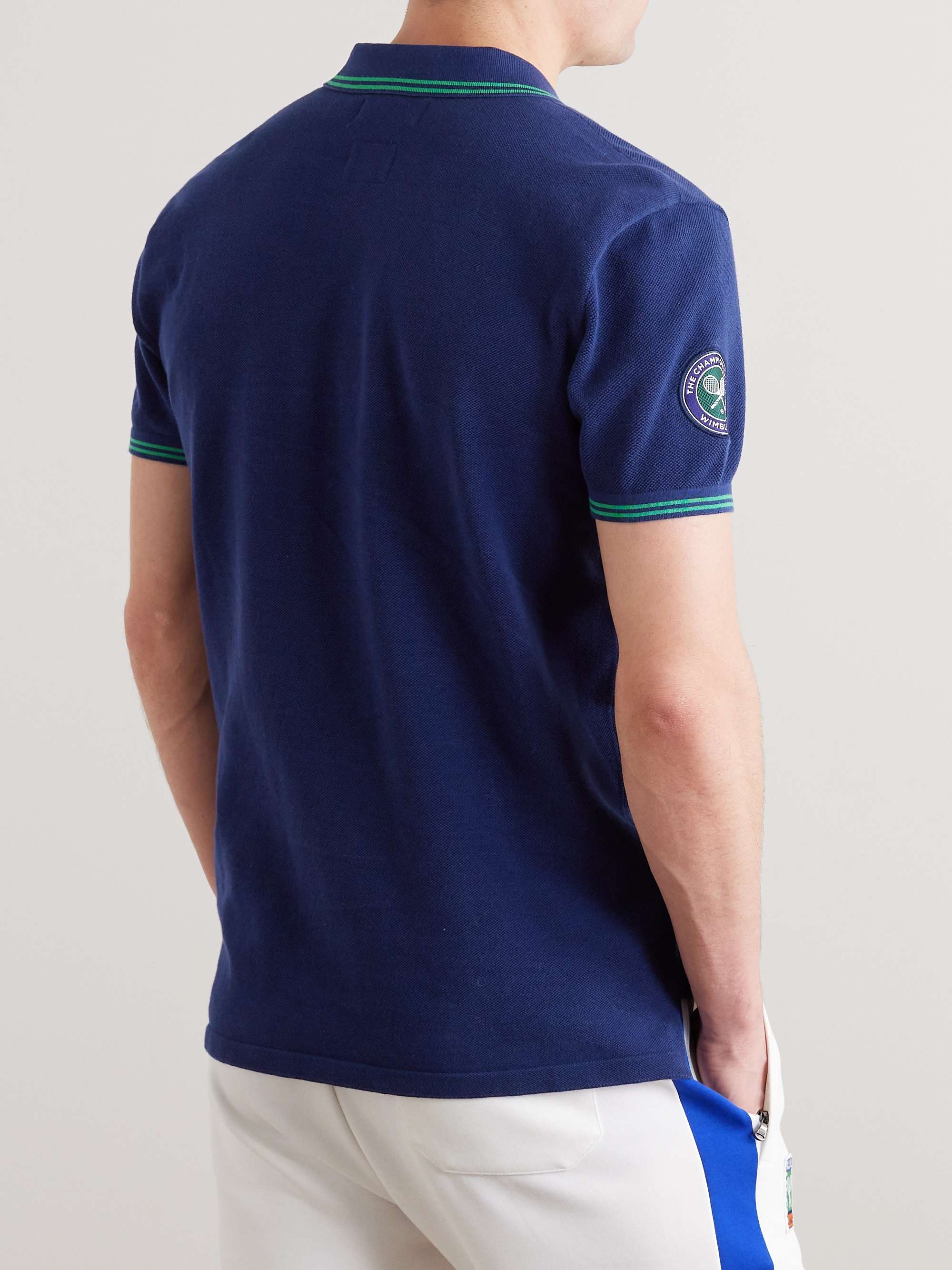 POLO RALPH LAUREN Wimbledon Logo-Embroidered Appliquéd Cotton-Piqué Polo Shirt for Men | MR PORTER