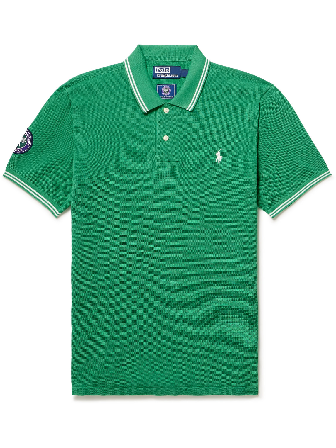 Polo Ralph Lauren Wimbledon Logo-embroidered Appliquéd Cotton-piqué Polo Shirt In Green | ModeSens