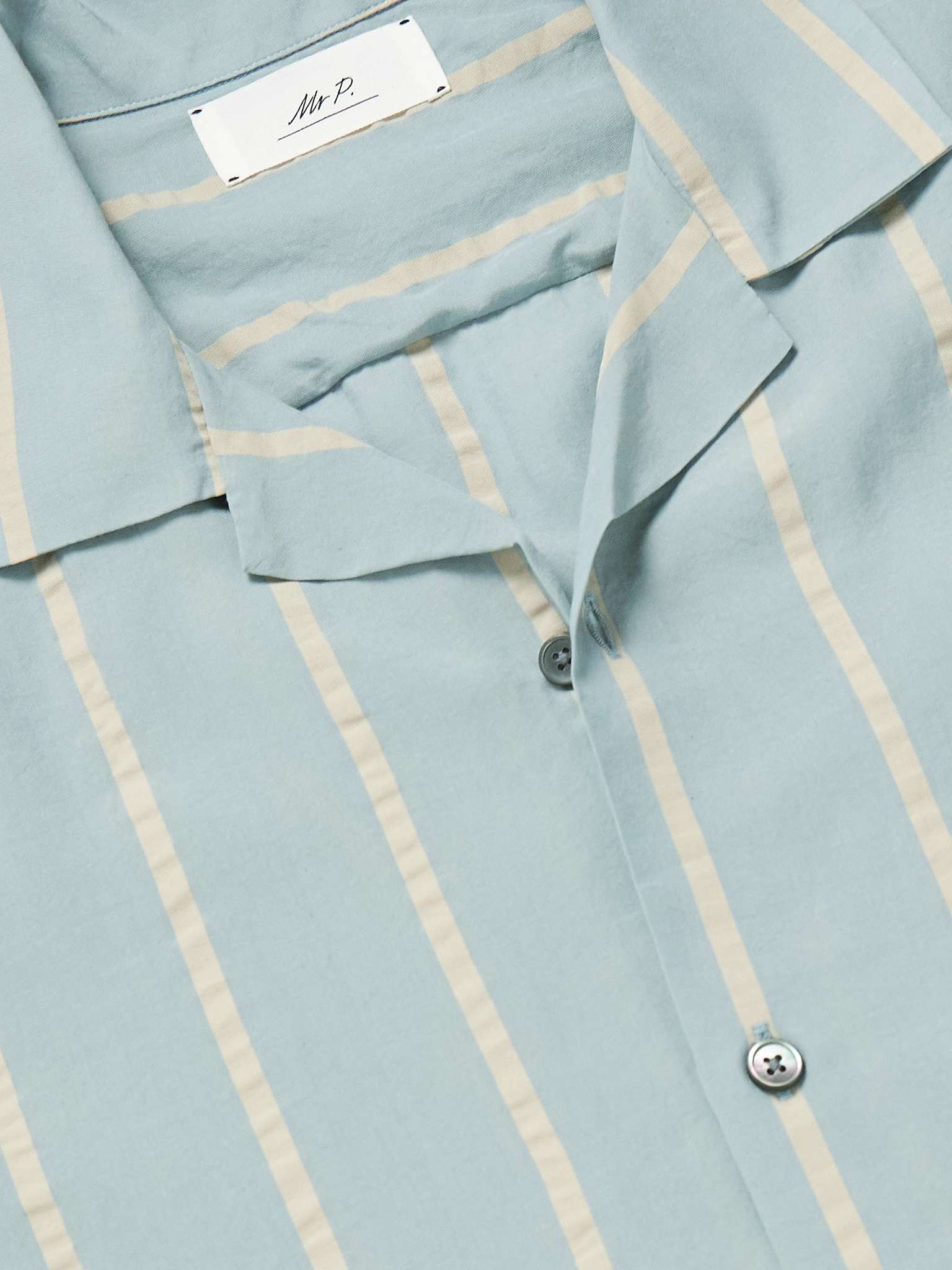 MR P. Michael Camp-Collar Striped Lyocell Shirt for Men | MR PORTER