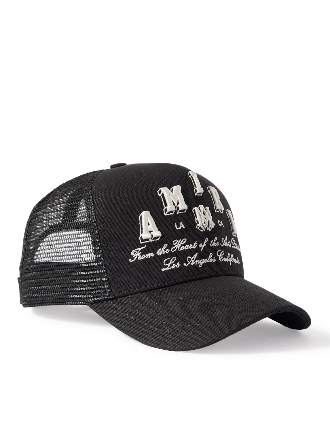 Amiri Logo-embroidered Cotton-canvas And Mesh Trucker Hat In Black ...