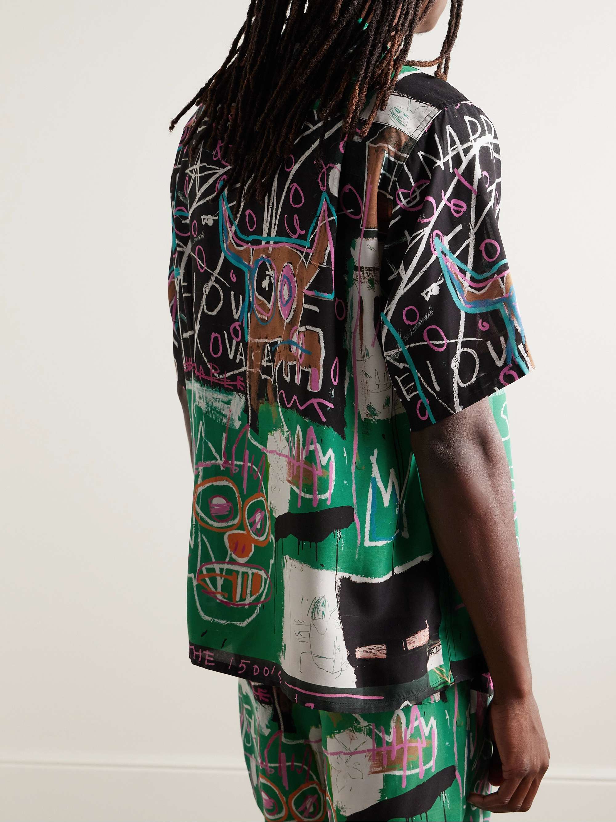WACKO MARIA + Jean-Michel Basquiat Convertible-Collar Printed Woven ...