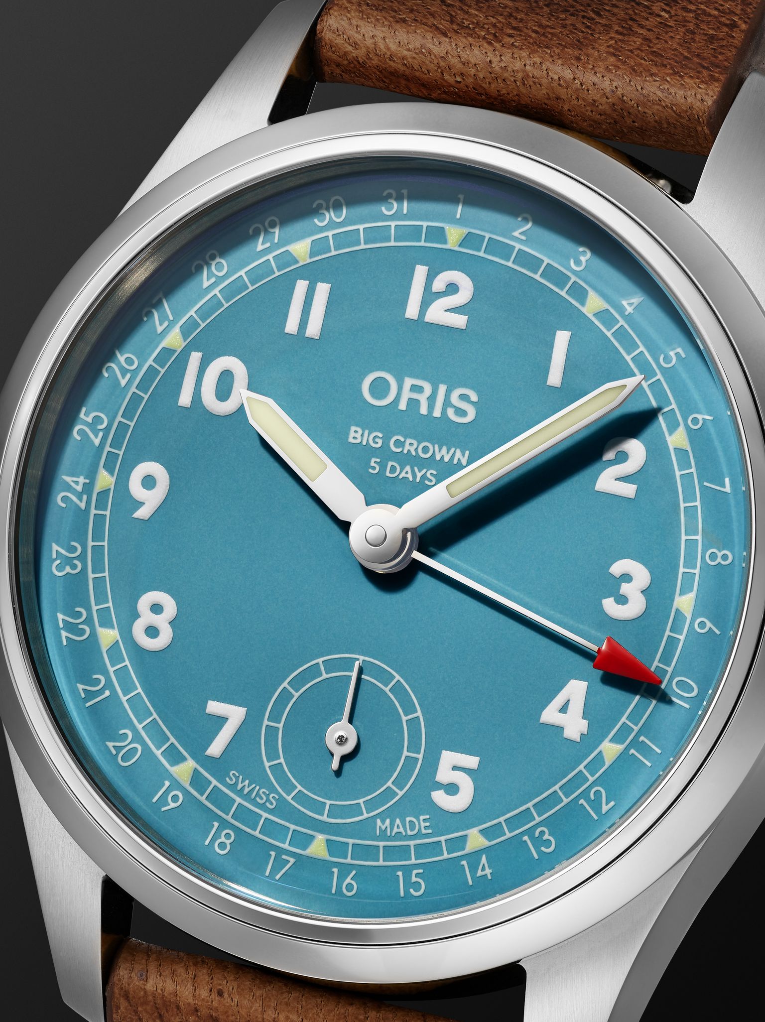 ORIS Big Crown Hand-Wound 38mm Stainless Steel and Leather Watch Ref ...