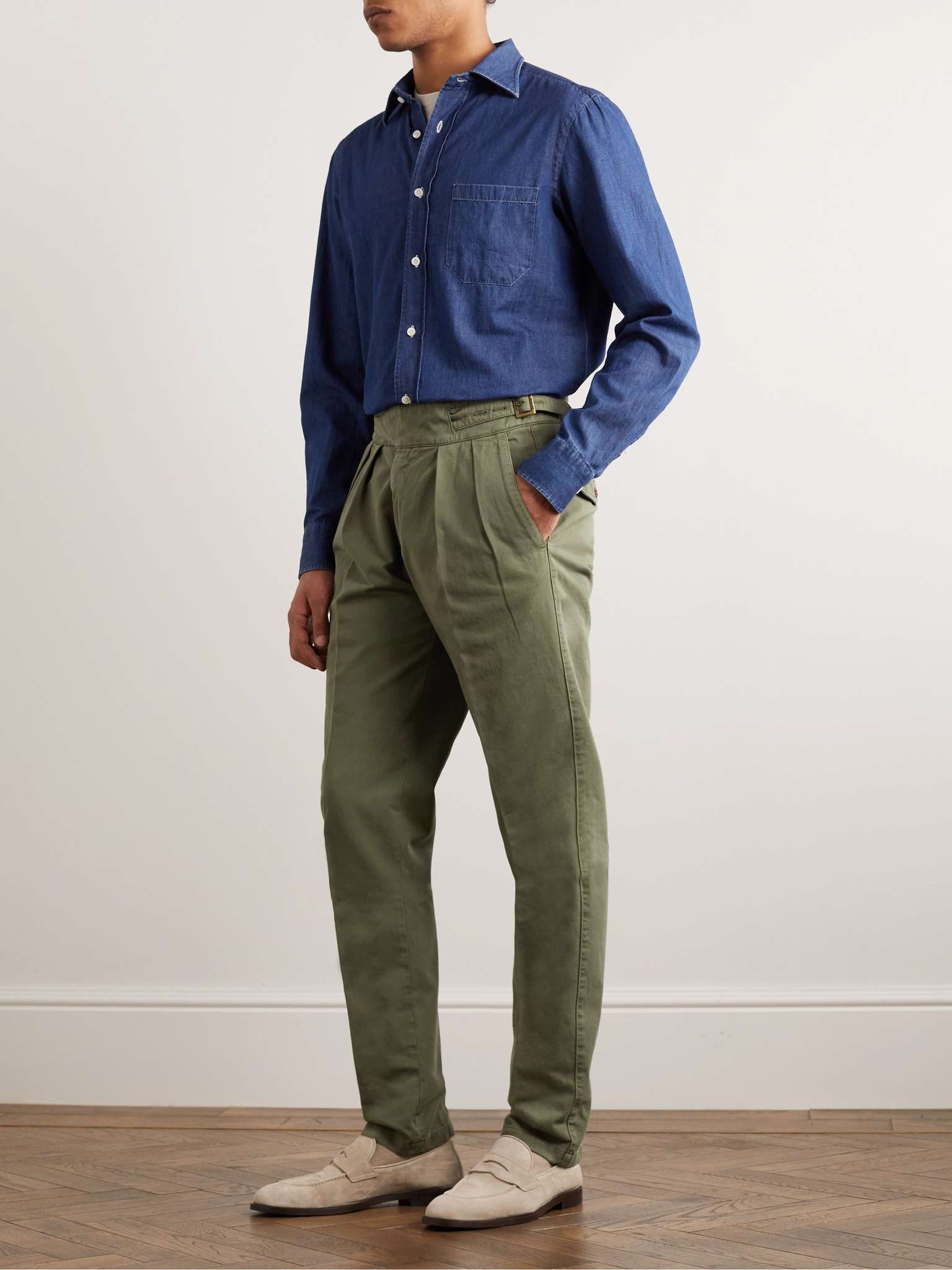 RUBINACCI Manny Tapered Pleated Cotton-Twill Trousers for Men | MR PORTER