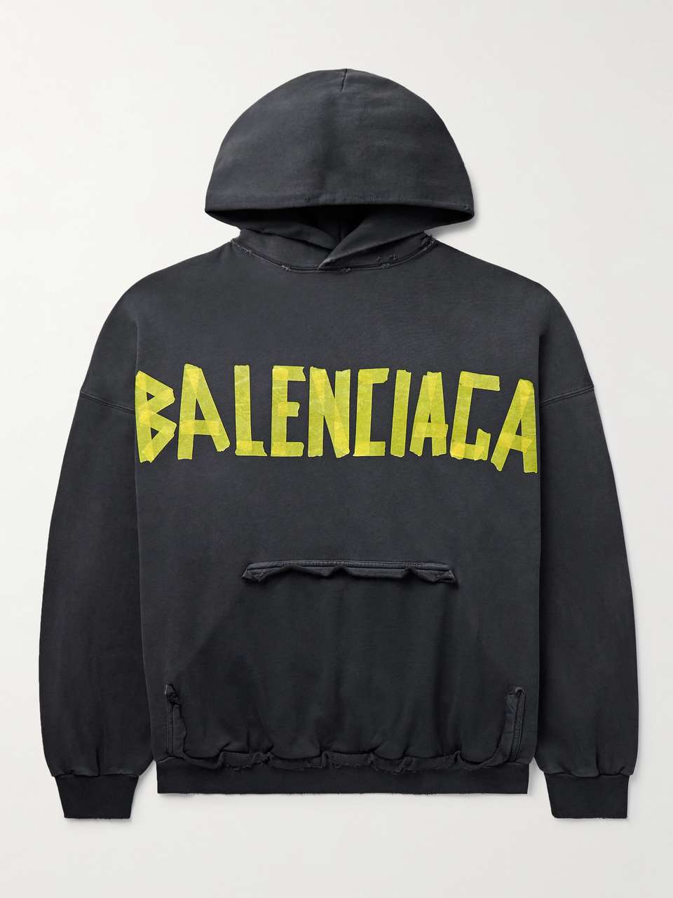 BALENCIAGA Tape Type Oversized Distressed Logo-Print Cotton-Jersey Hoodie for Men | MR PORTER