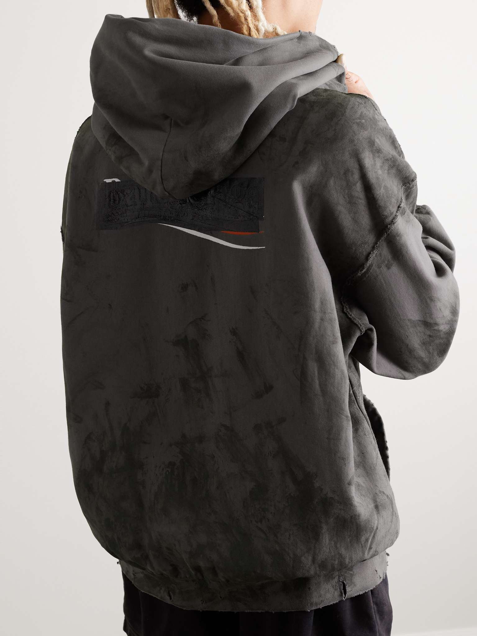 Gray Gaffer Logo-Embroidered Cotton-Jersey Zip-Up Hoodie | BALENCIAGA ...