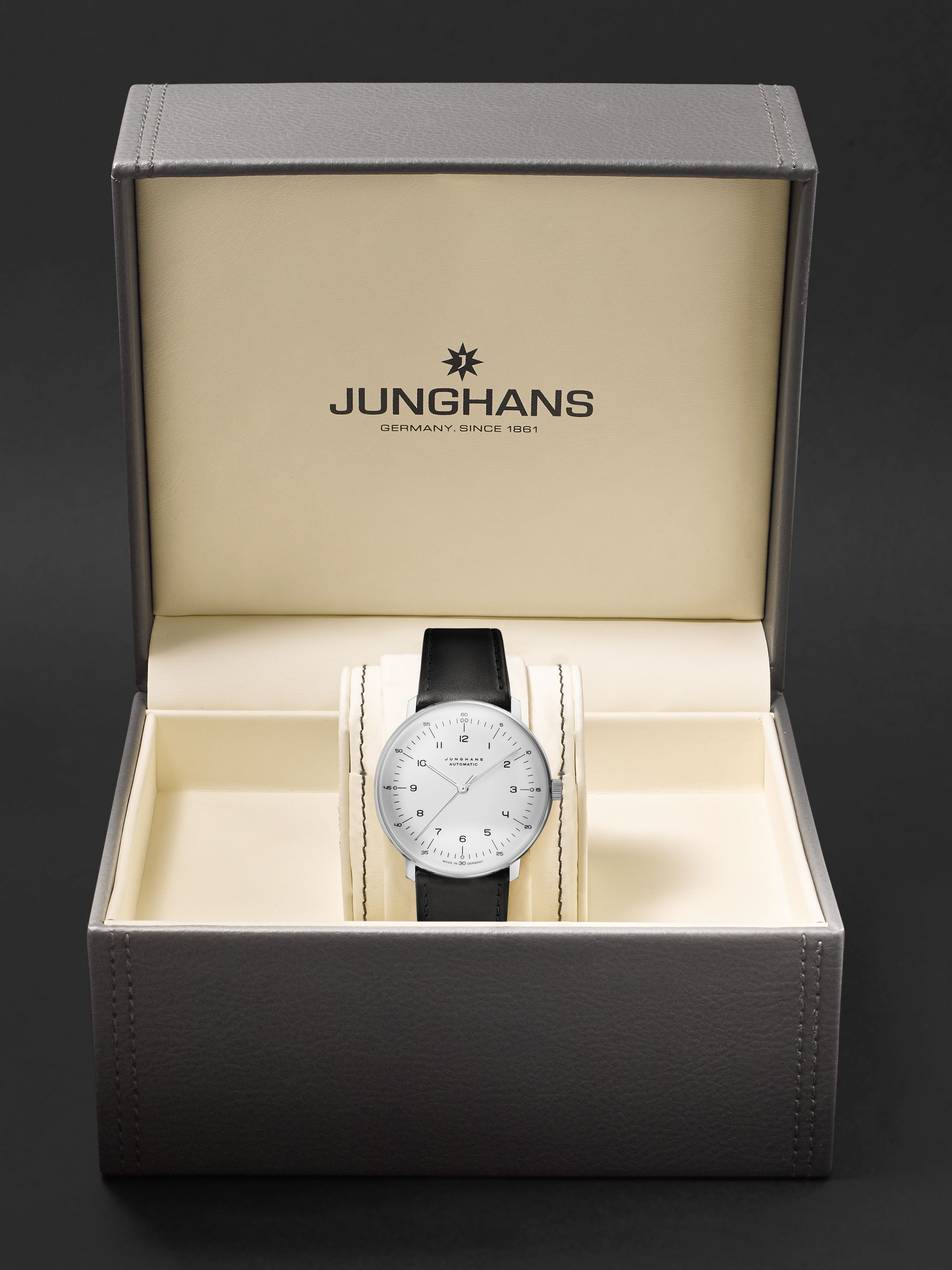 JUNGHANS Max Bill Automatic 38mm Stainless Steel and Leather Watch, Ref ...