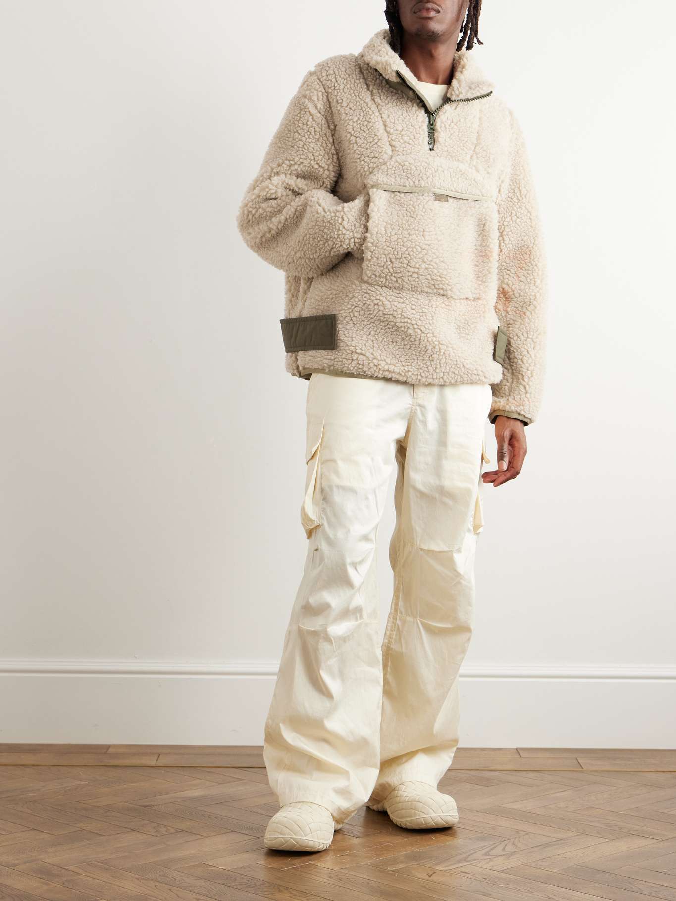 SACAI Shell-Trimmed Fleece Half-Zip Jacket for Men | MR PORTER