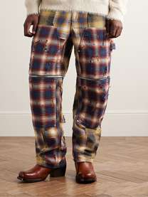 GIVENCHY Straight-Leg Convertible Distressed Checked Cotton-Flannel ...