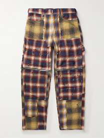 GIVENCHY Straight-Leg Convertible Distressed Checked Cotton-Flannel ...