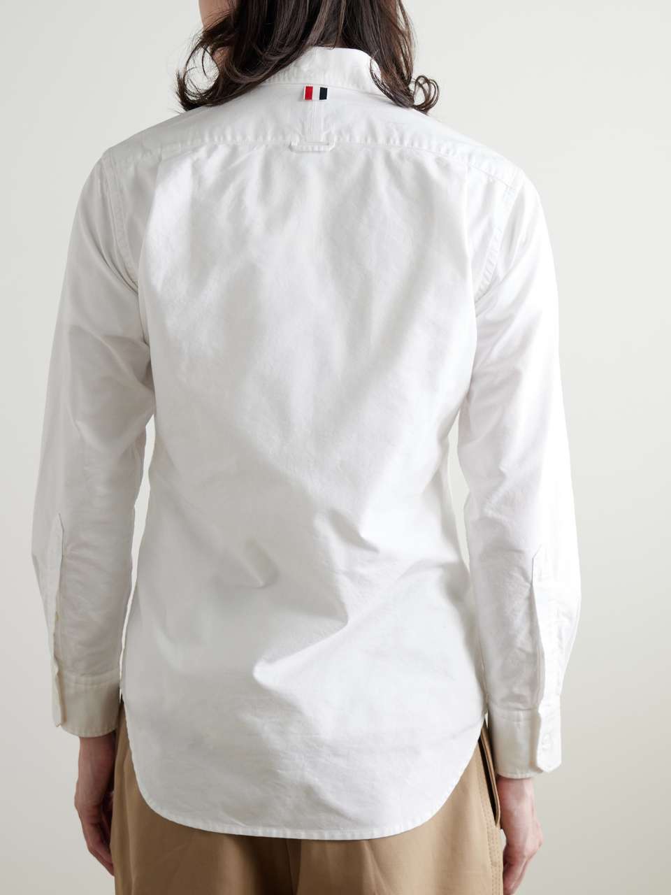 THOM BROWNE Slim-Fit Button-Down Collar Logo-Appliquéd Cotton Oxford ...