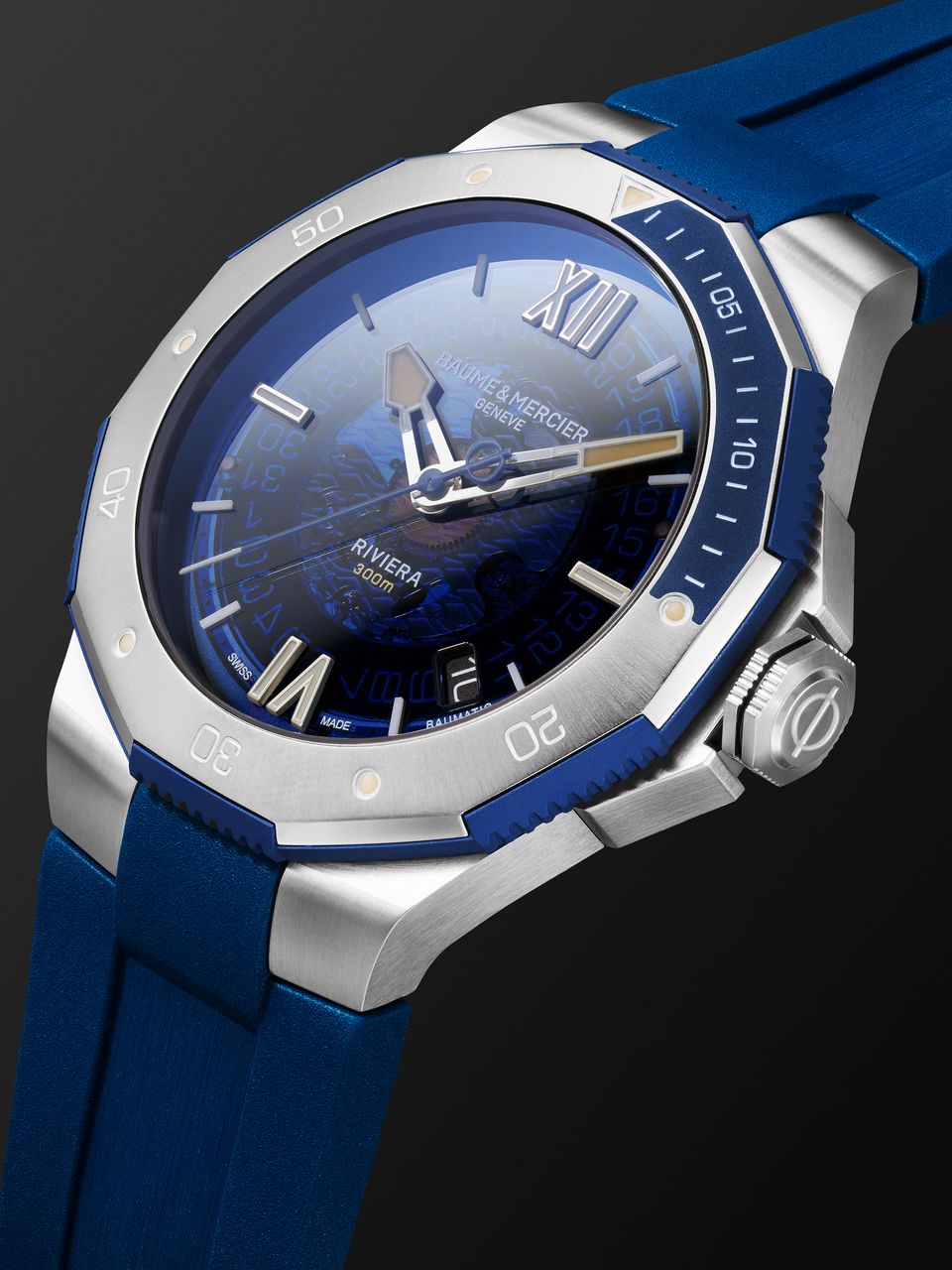 BAUME & MERCIER Riviera Automatic 42mm Stainless Steel and Rubber Watch, Ref. No. 10716 for Men ...