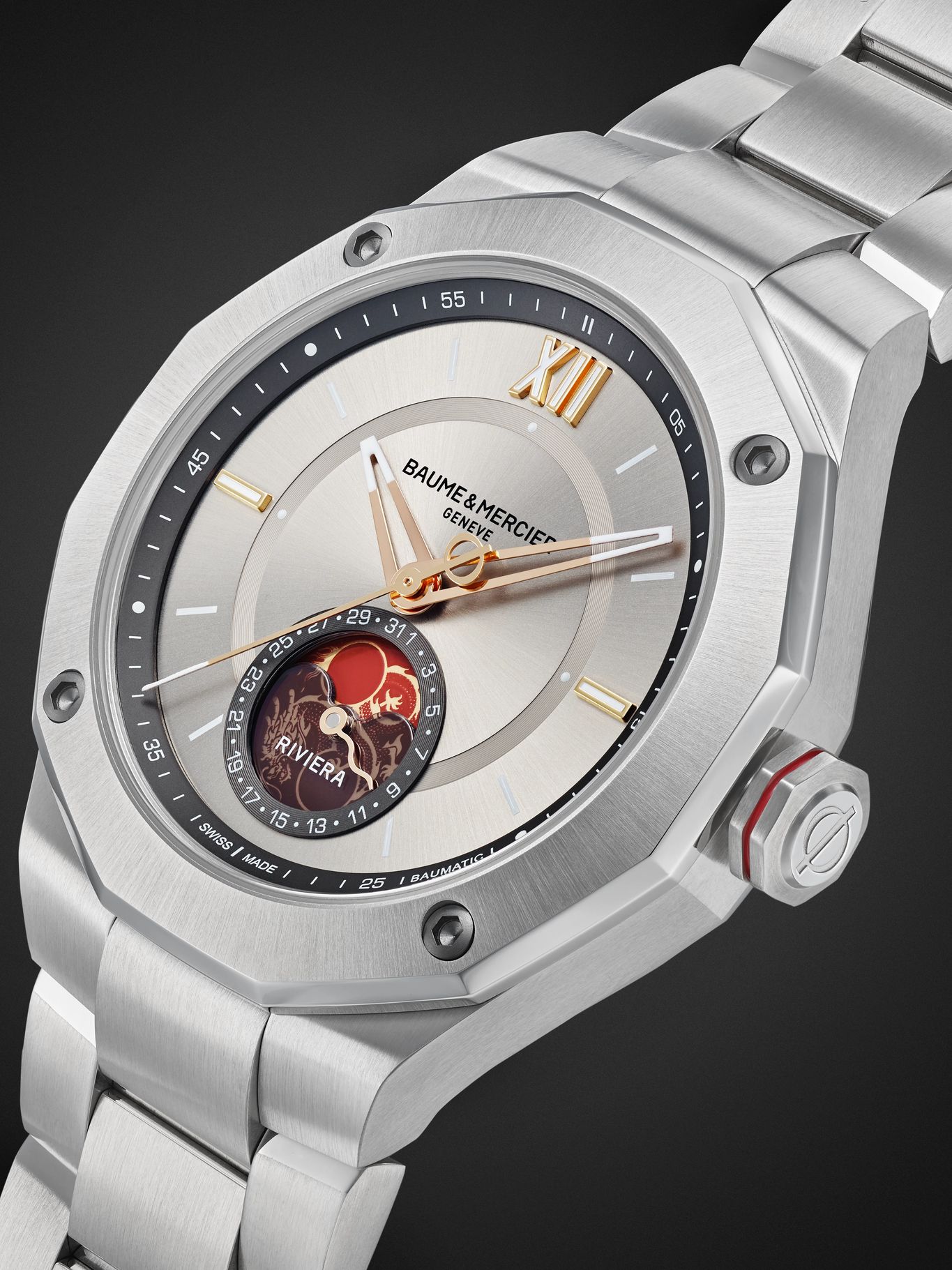 BAUME & MERCIER Riviera Baumatic Automatic Moon-Phase 43mm Stainless ...