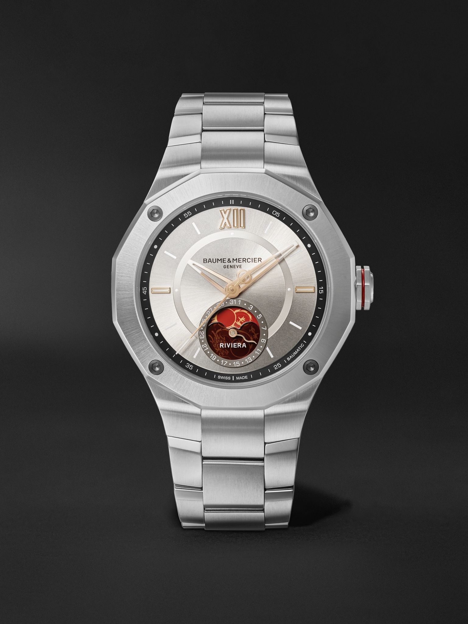 BAUME & MERCIER Riviera Baumatic Automatic Moon-Phase 43mm Stainless ...