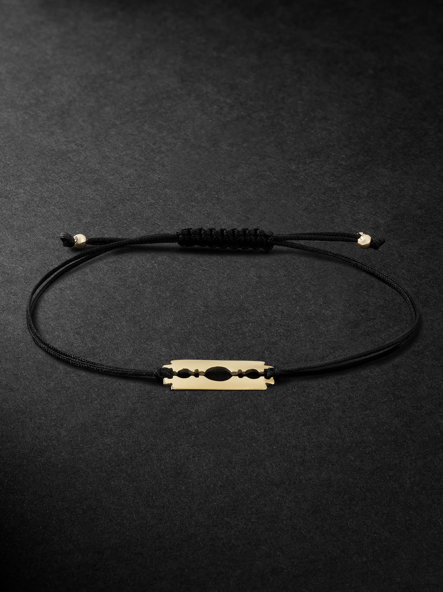 Black Razor Blade Gold and Cord Bracelet | MATEO | MR PORTER