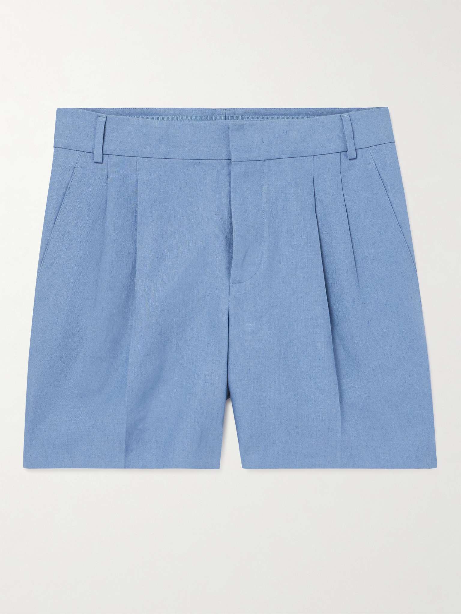LORO PIANA Straight-Leg Pleated Linen Bermuda Shorts for Men | MR PORTER