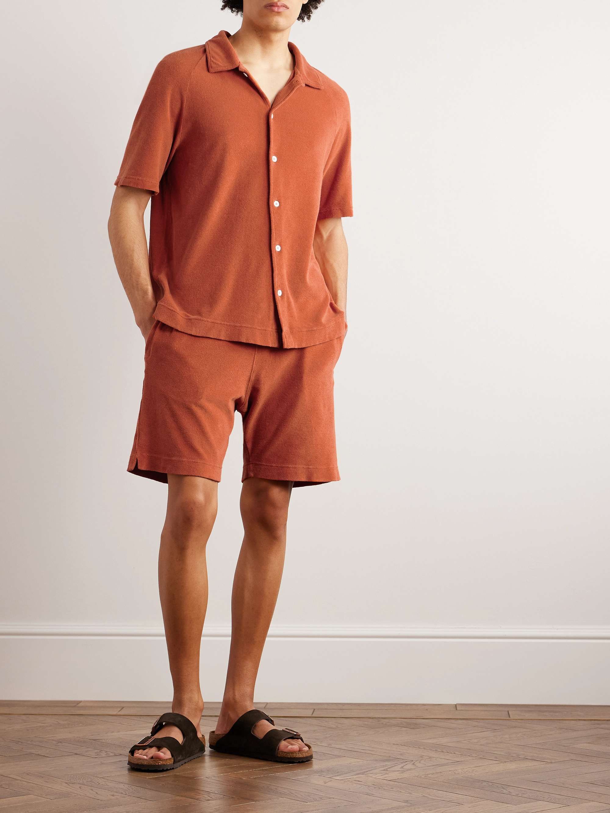 Orange Bryan Straight-Leg Cotton-Blend Terry Shorts | MASSIMO ALBA | MR ...