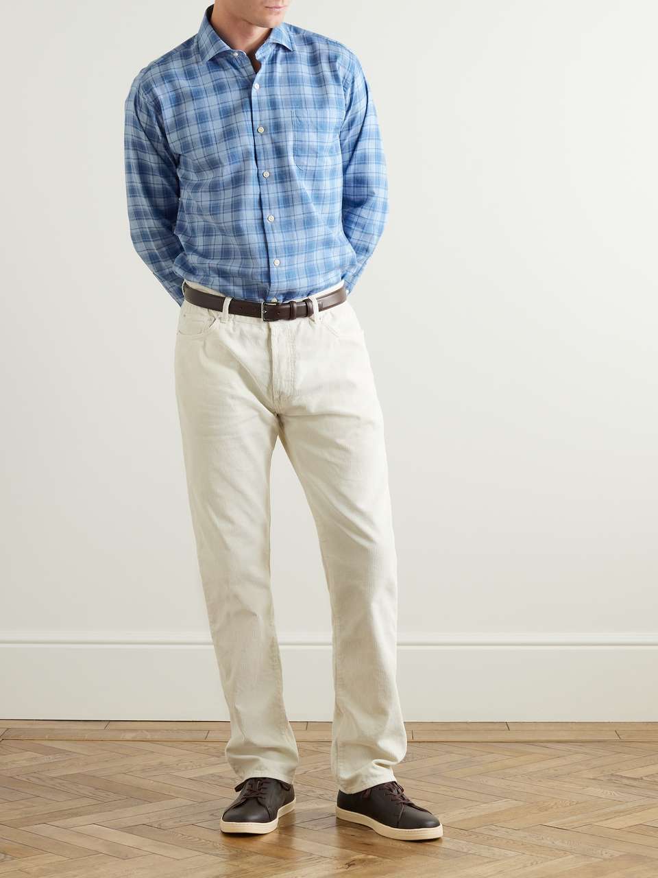 PETER MILLAR Fillmore Spread-Collar Checked Cotton-Twill Shirt for Men ...