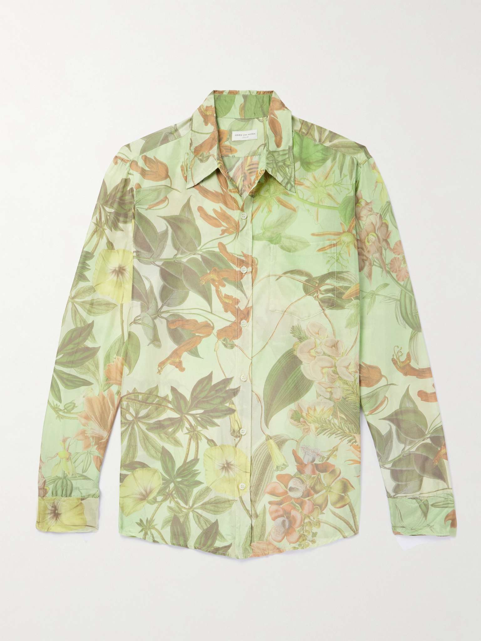 DRIES VAN NOTEN Slim-Fit Floral-Print Silk-Georgette Shirt for Men | MR ...
