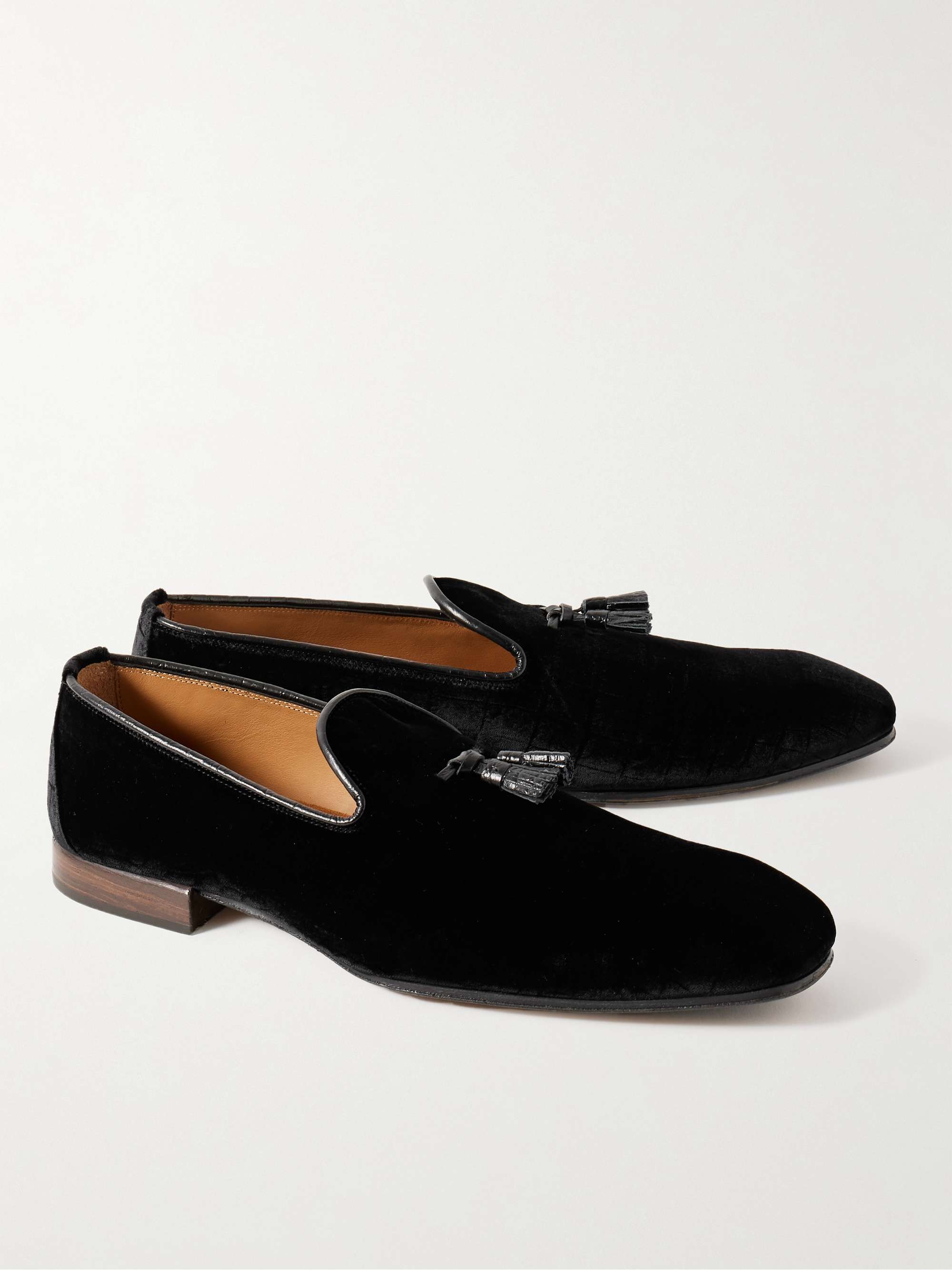 TOM FORD Bailey Tasselled Leather-Trimmed Velvet Loafers for Men | MR ...