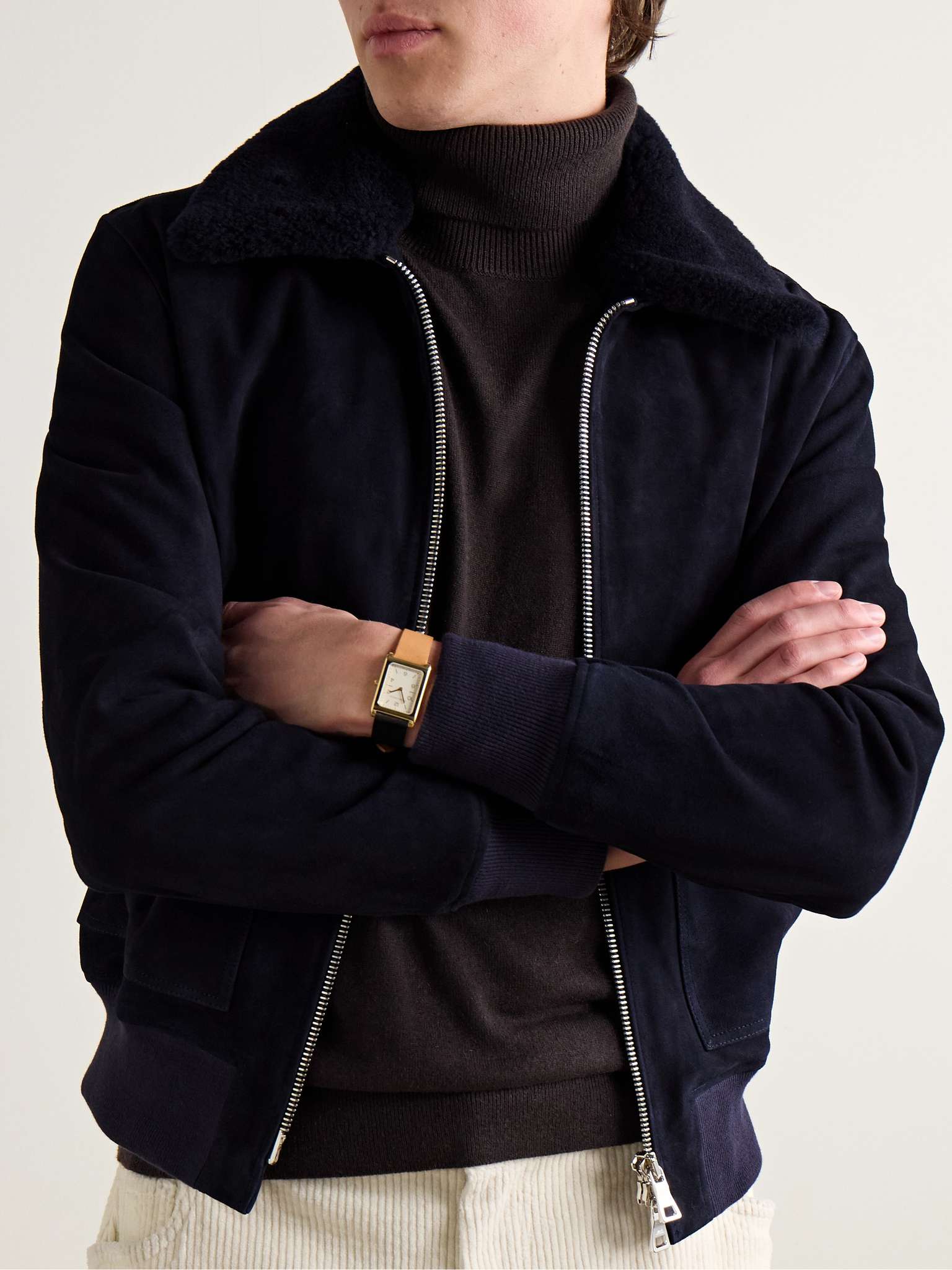 MR P. Shearling-Trimmed Suede Bomber Jacket for Men | MR PORTER