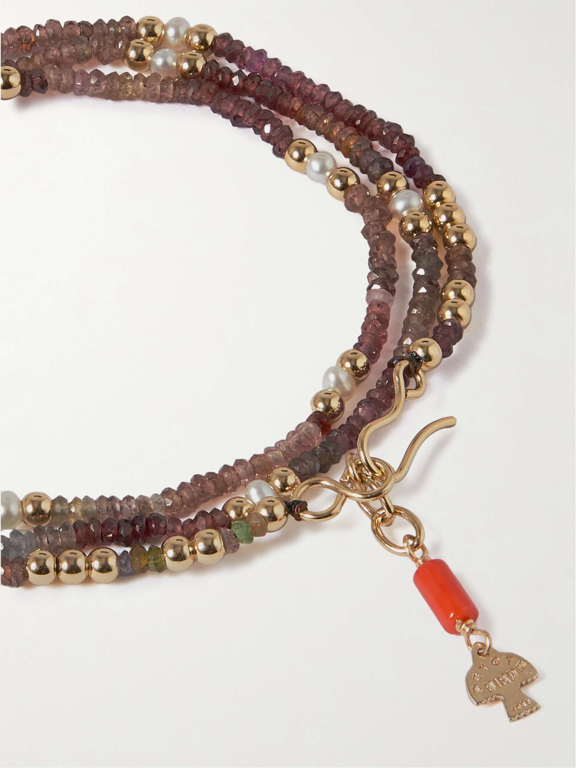 PEYOTE BIRD Pantages Gold-Plated Multi-Stone Beaded Bracelet for Men ...