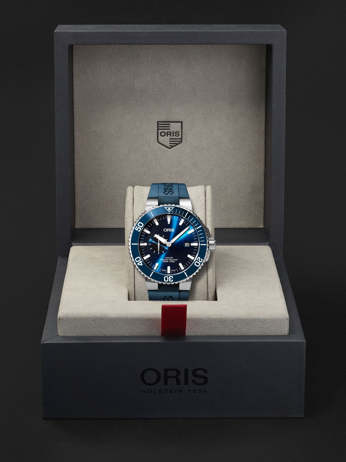 ORIS Aquis Small Second Date Automatic 45.5mm Stainless Steel and Rubber Watch, Ref. No. 01 743 ...