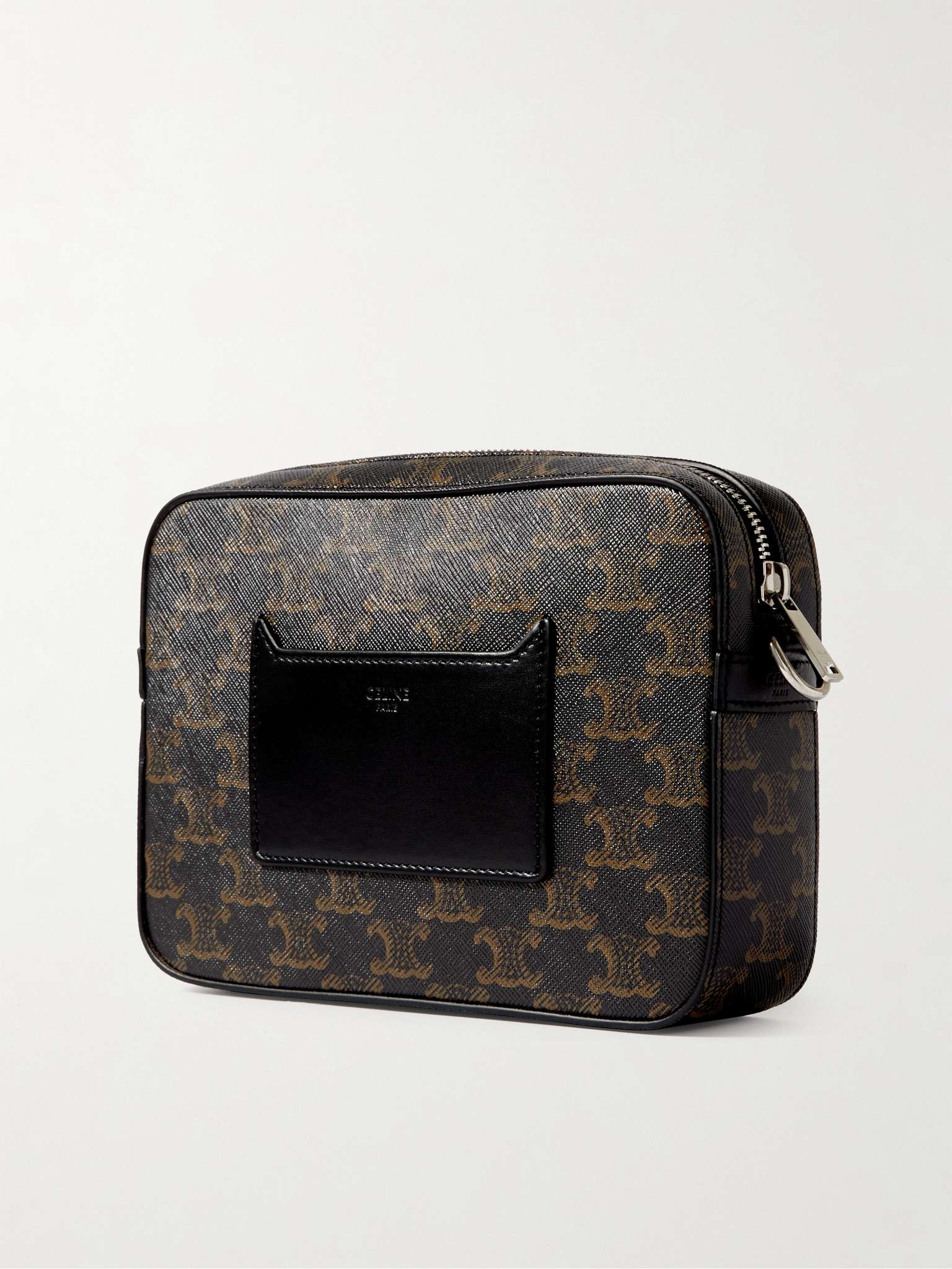 CELINE HOMME Triomphe Mini Leather-Trimmed Monogrammed Coated-Canvas ...