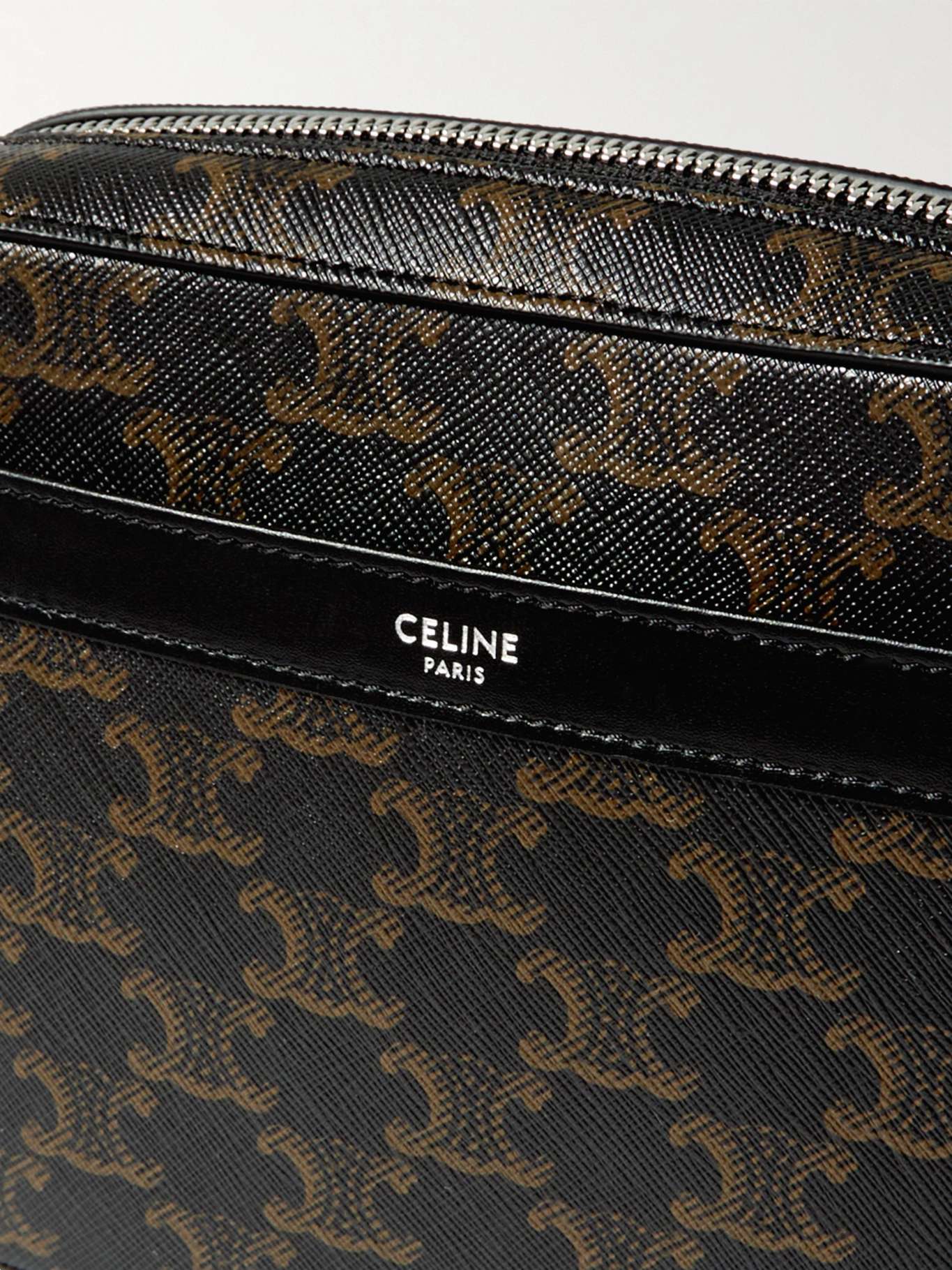 CELINE HOMME Triomphe Mini Leather-Trimmed Monogrammed Coated-Canvas ...