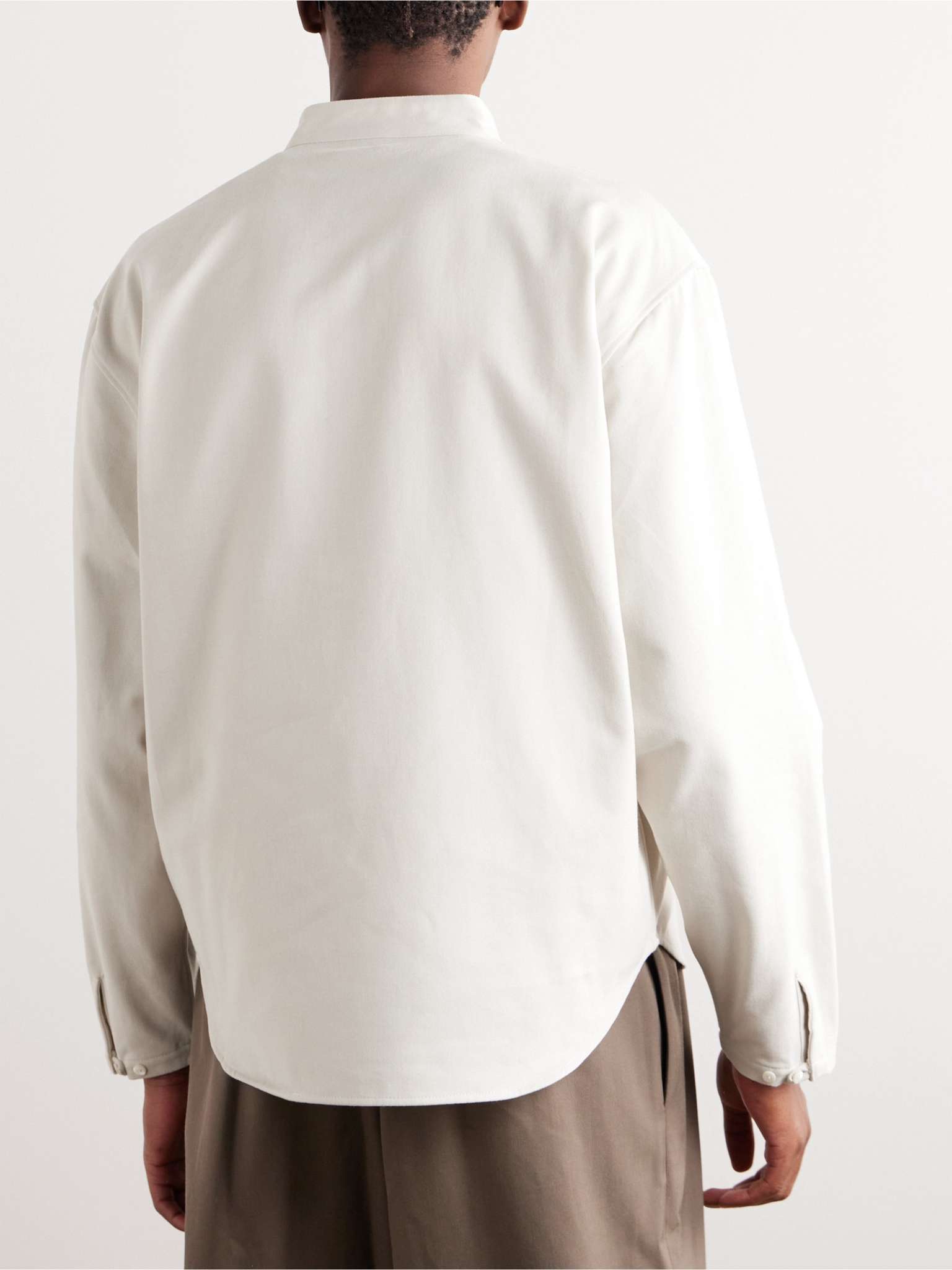 Off-white Grandad-Collar Cotton-Twill Half-Placket Shirt | STÒFFA | MR ...