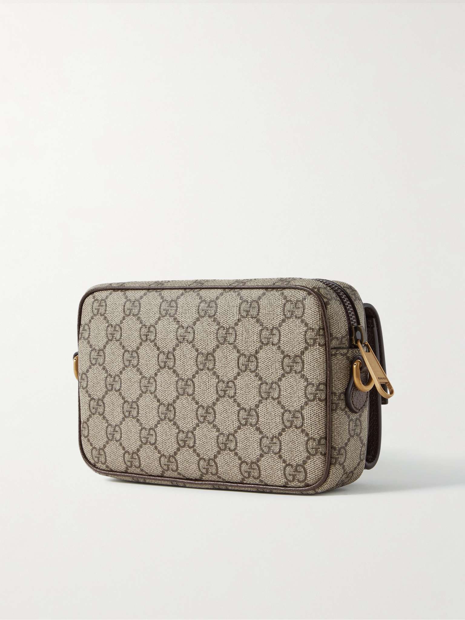 GUCCI Ophidia Mini Leather-Trimmed Monogrammed Coated-Canvas Messenger ...