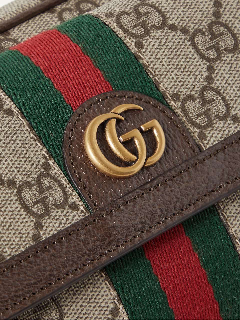 GUCCI Ophidia Mini Leather-Trimmed Monogrammed Coated-Canvas Messenger ...