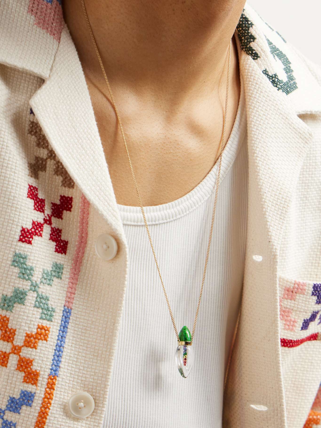 JACQUIE AICHE Verasite Gold Quartz Necklace for Men | MR PORTER